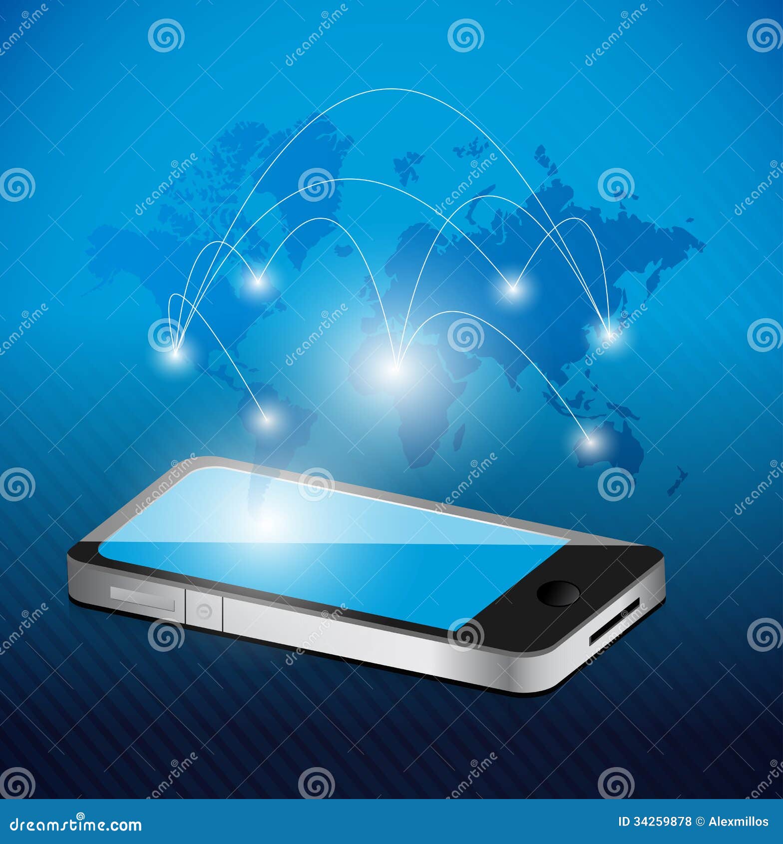 Phone World Network World Map Illustration Stock Illustration ...