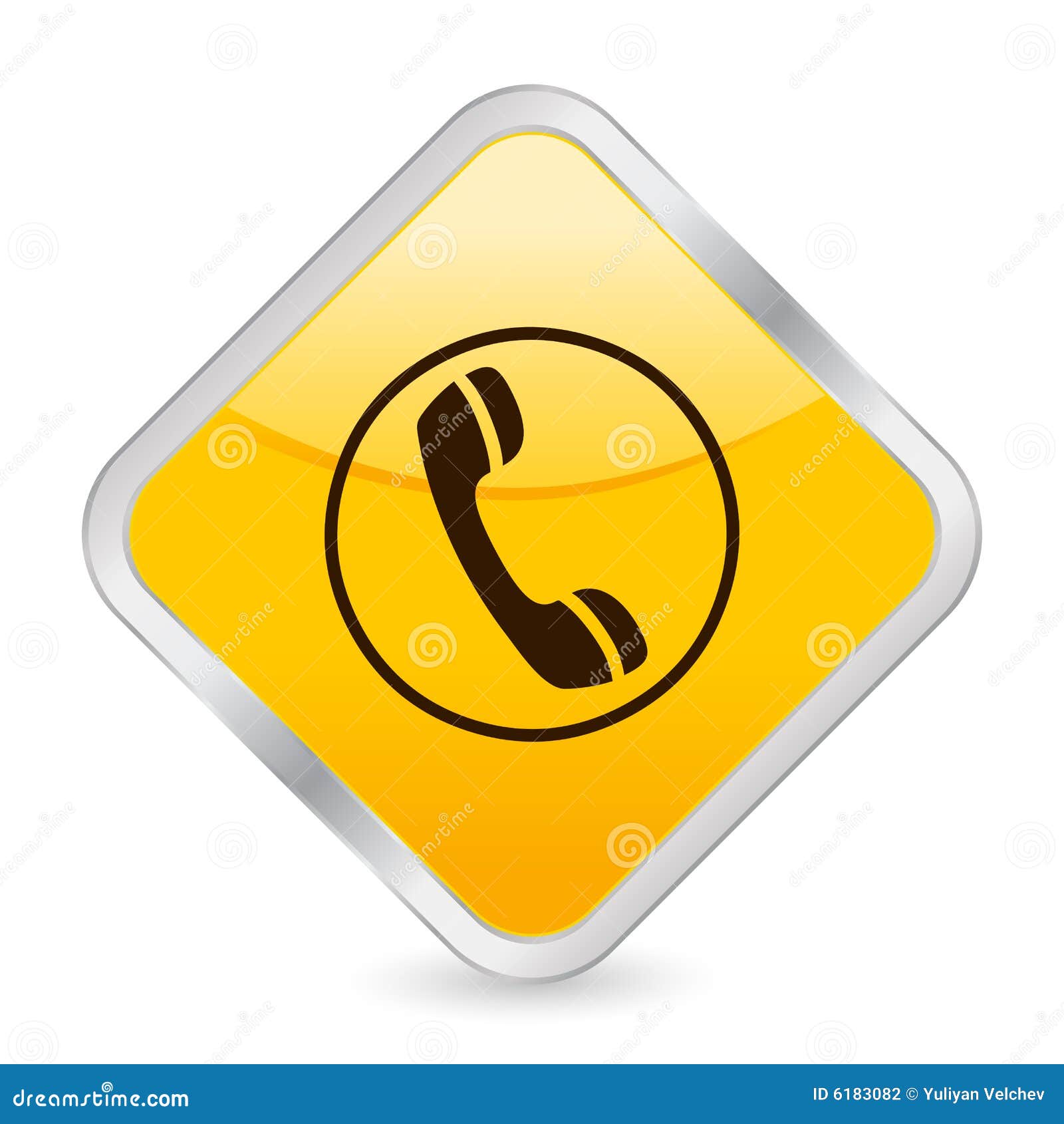 Phone yellow square icon stock vector. Illustration of menu - 6183082