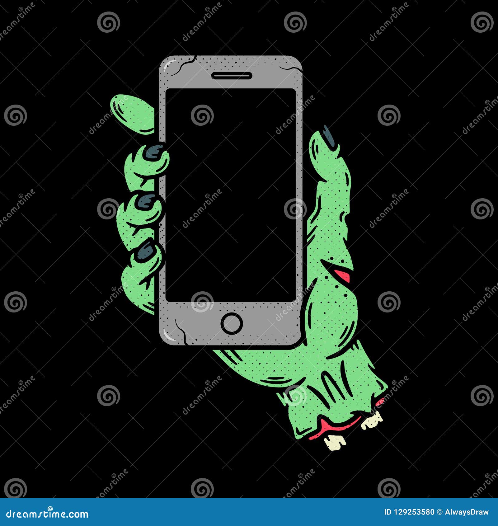 Zombie Hand With Lettering Text Scary Day. Vector Color Sticker ...