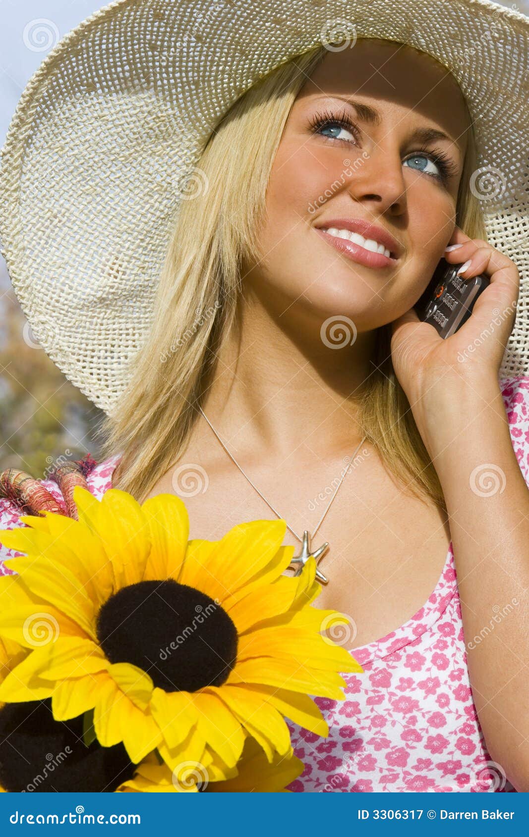 Phonecall and Flowers stock image. Image of phone, attractive - 3306317