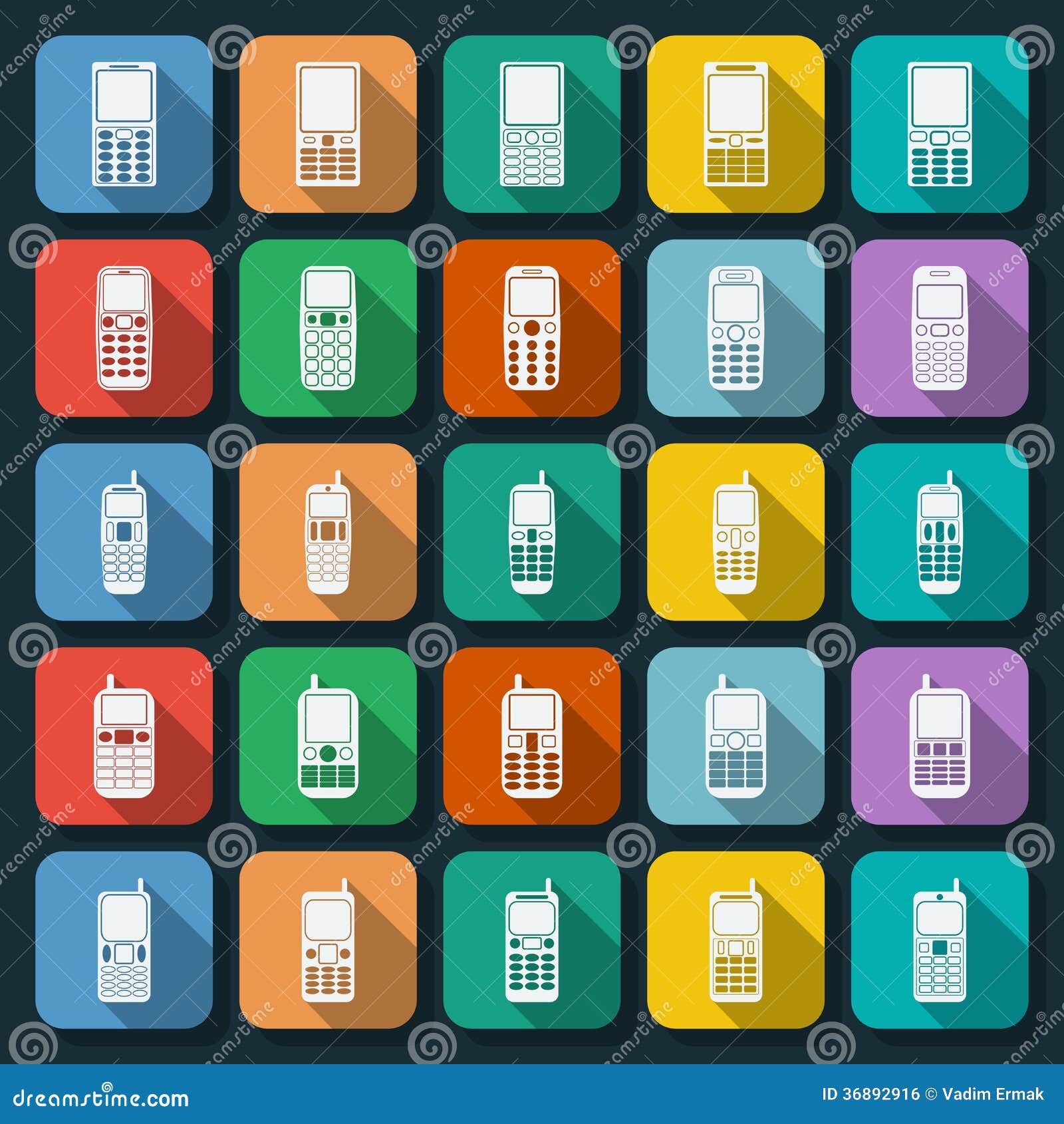 Phones Flat Icons Vector Set Stock Vector - Illustration of cell ...
