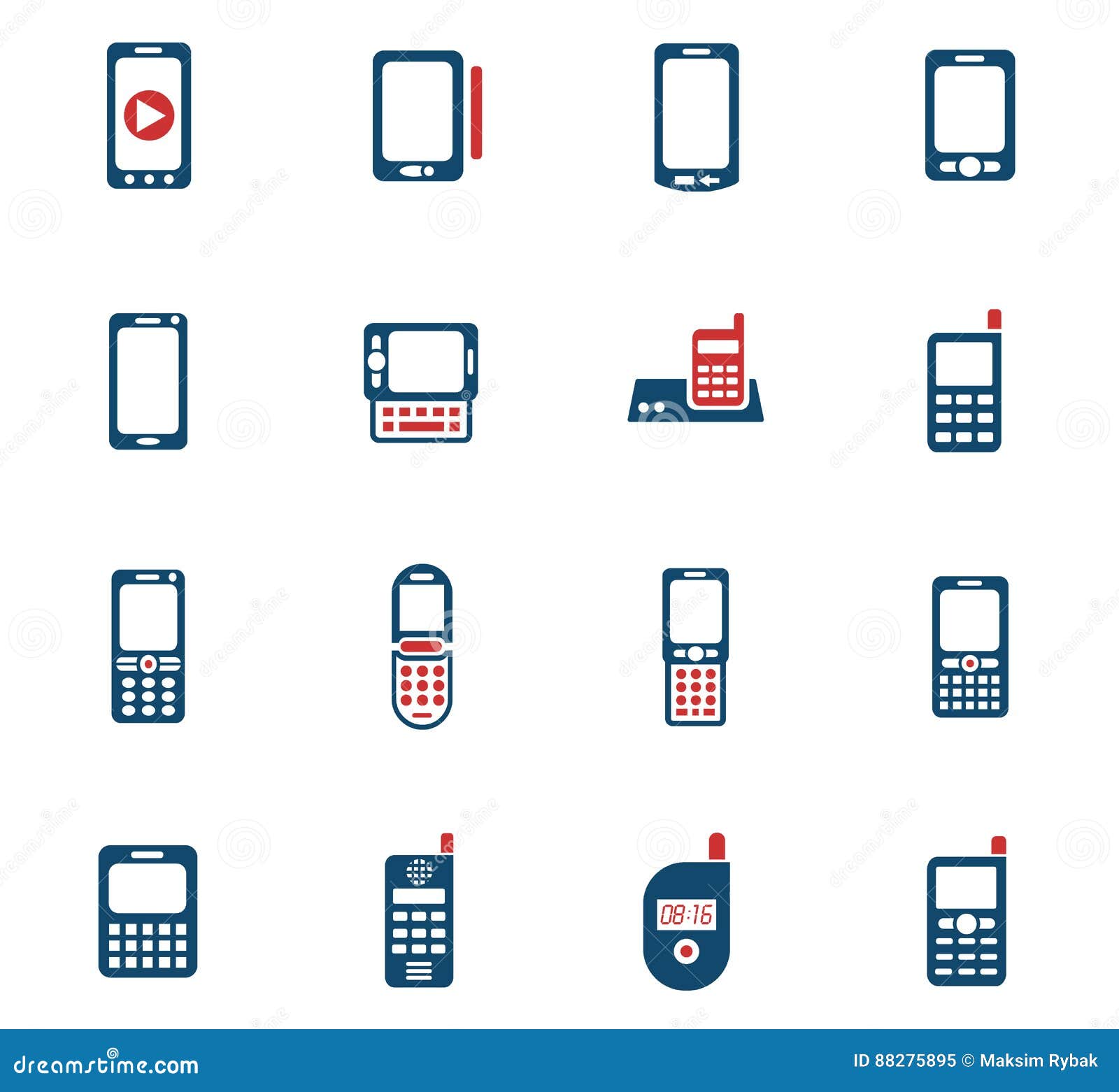 Phones icon set stock illustration. Illustration of touchscreen - 88275895
