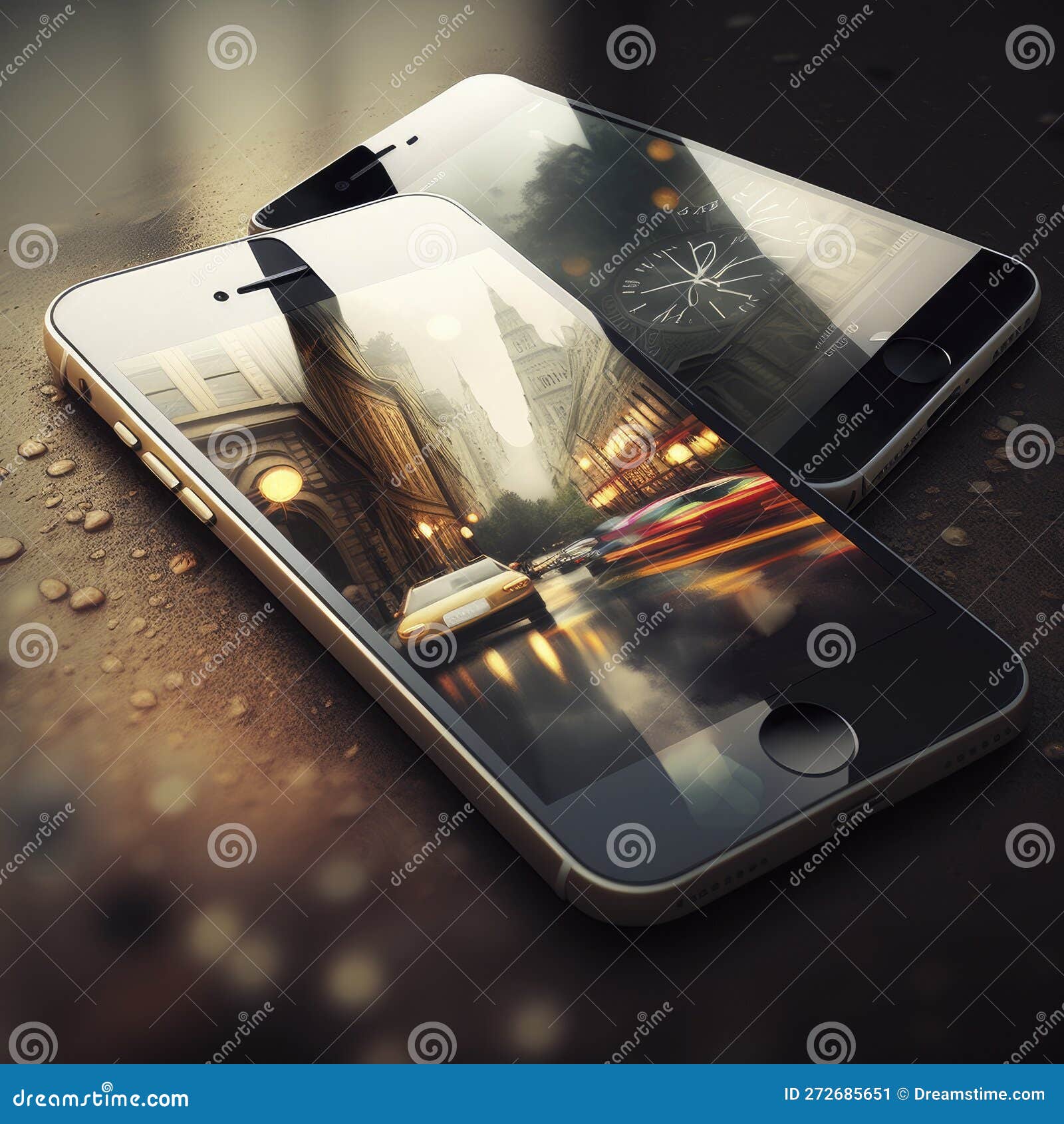 Phones Lie on a Table Outside in the Rain, Waterproof Phones ...