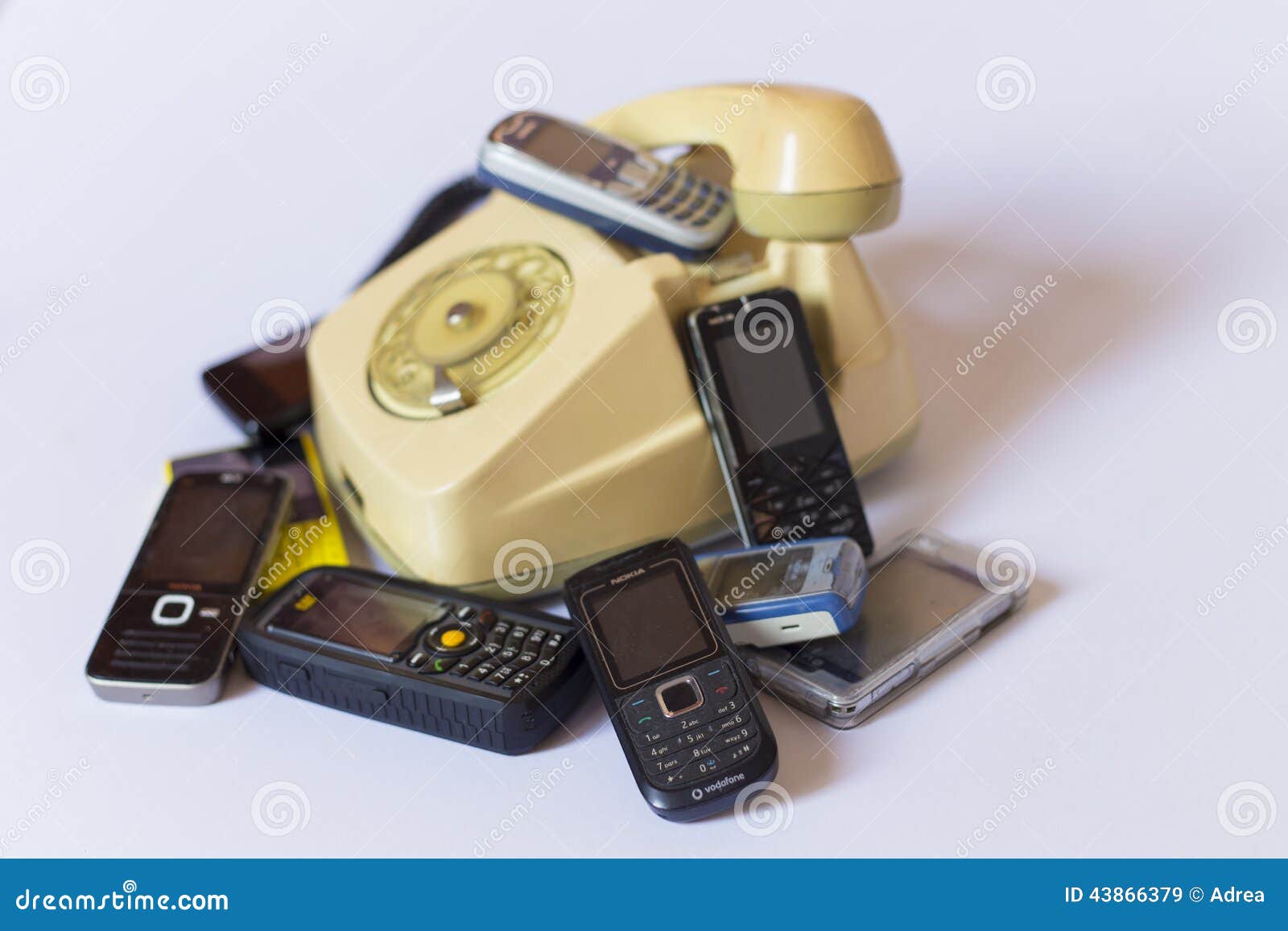 Old and Broken Mobile Phones on a White Background Editorial Stock ...