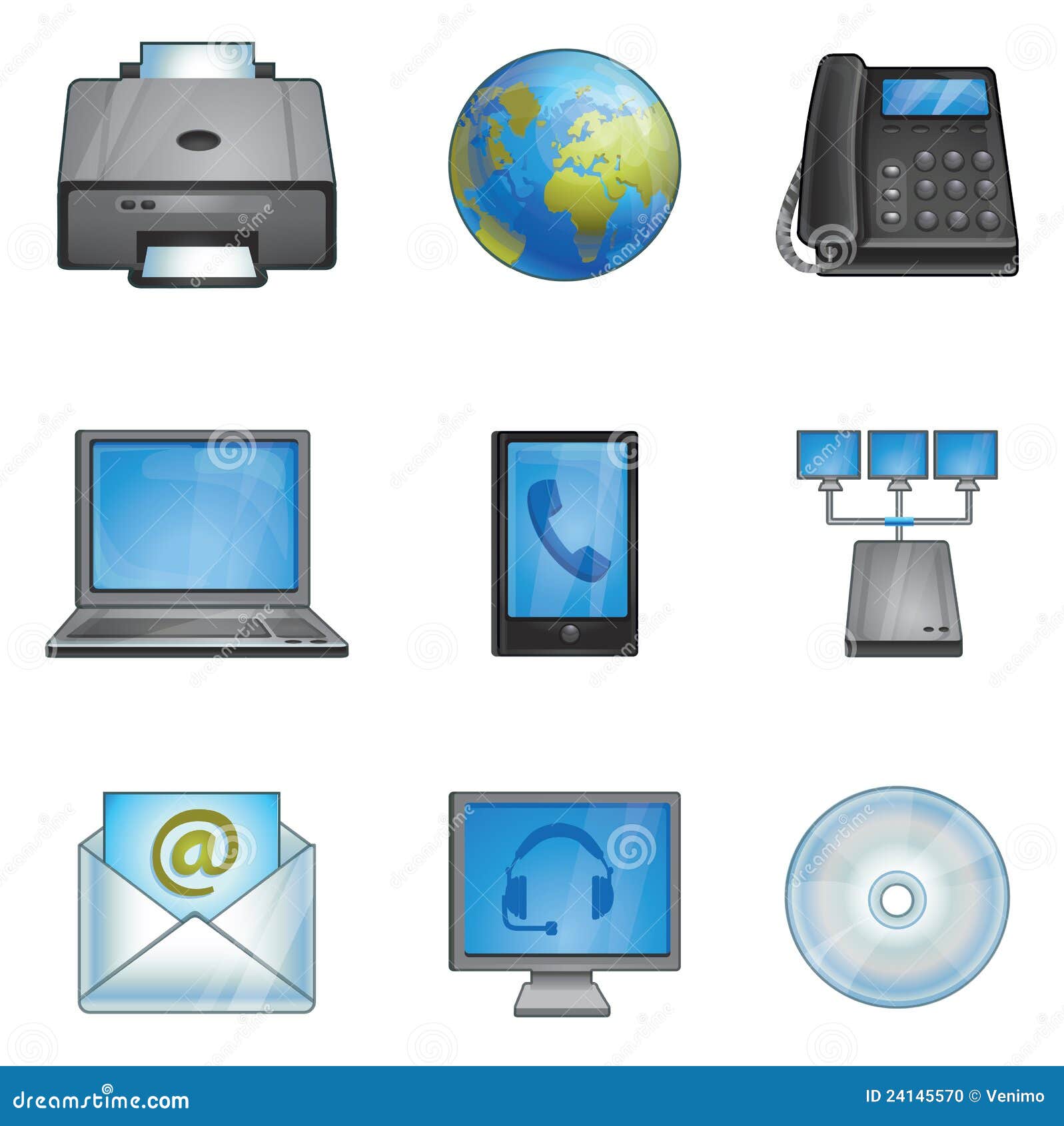 Phones, Printer, Connection, Network Stock Vector - Illustration of ...