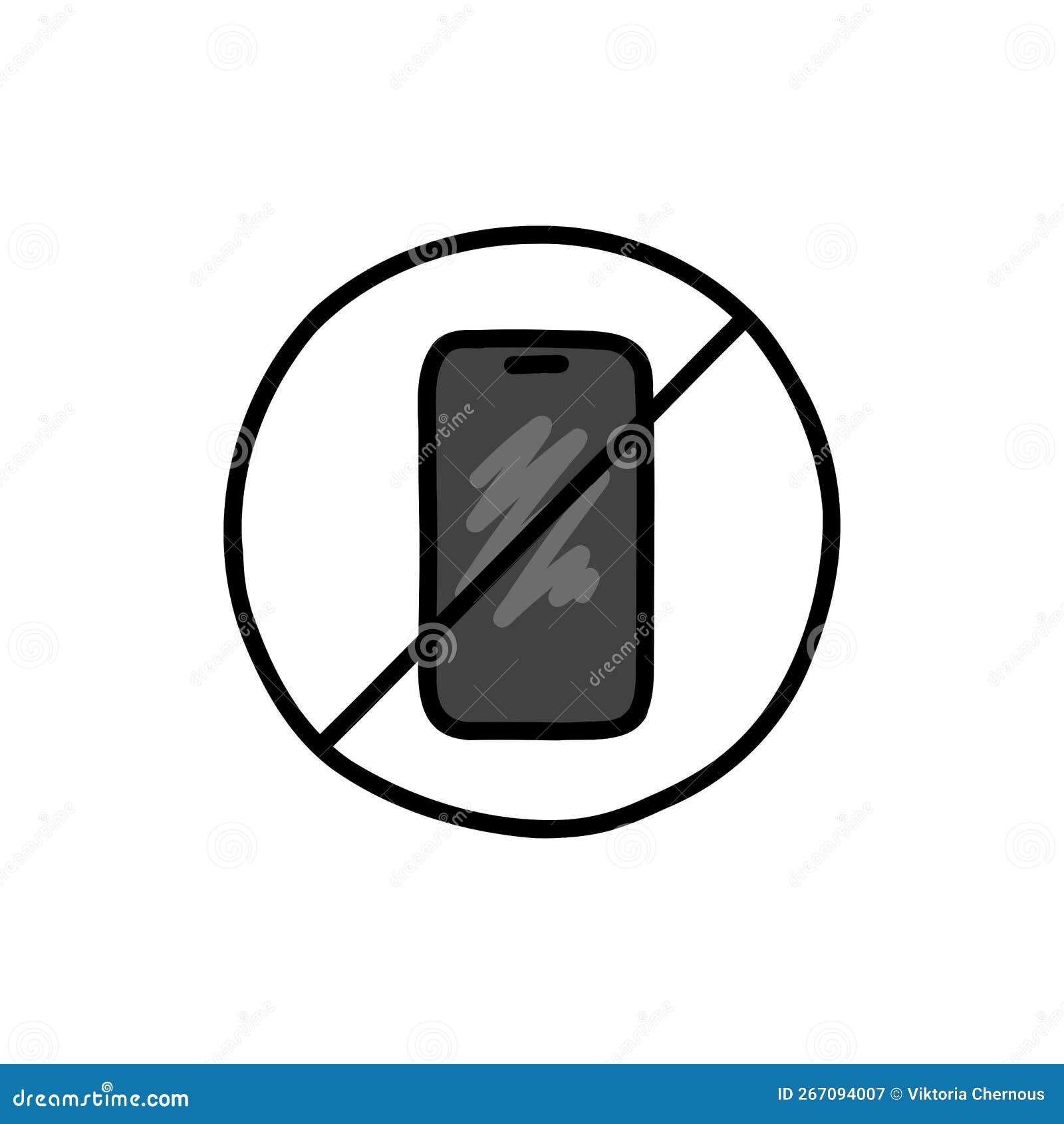 Phones Prohibited Doodle Icon, Vector Color Line Illustration Stock ...