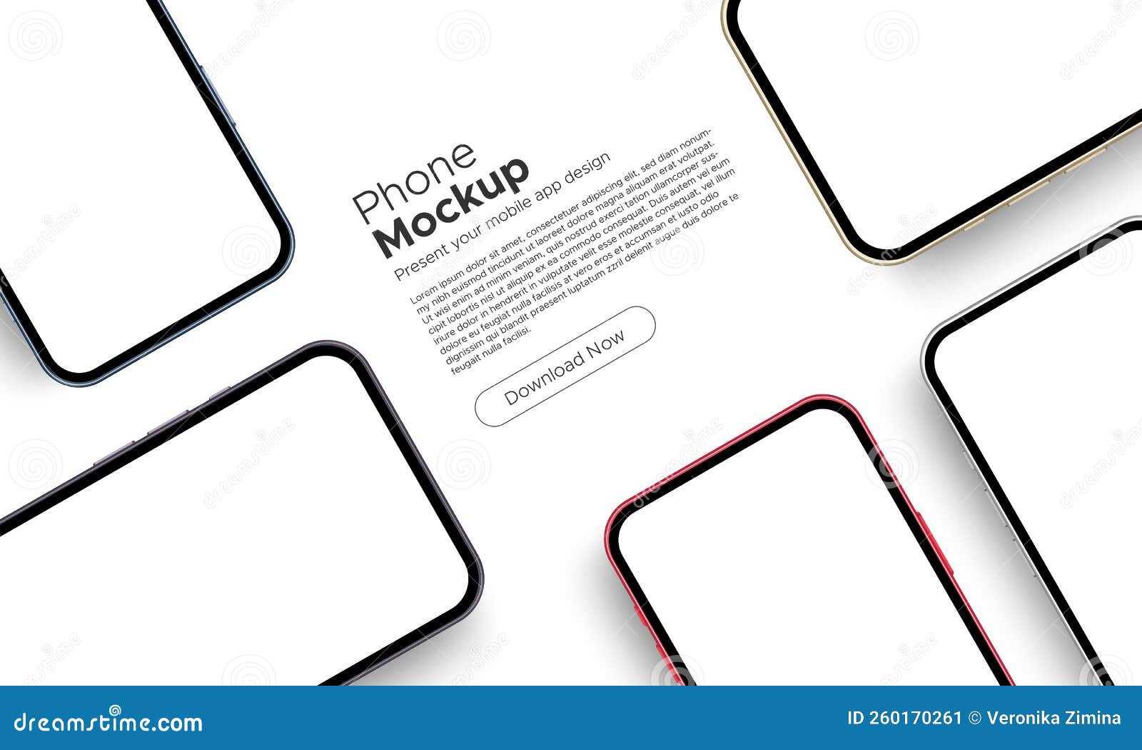 Modern Smartphones with Blank Screens. Mockup for Showing Mobile Apps ...