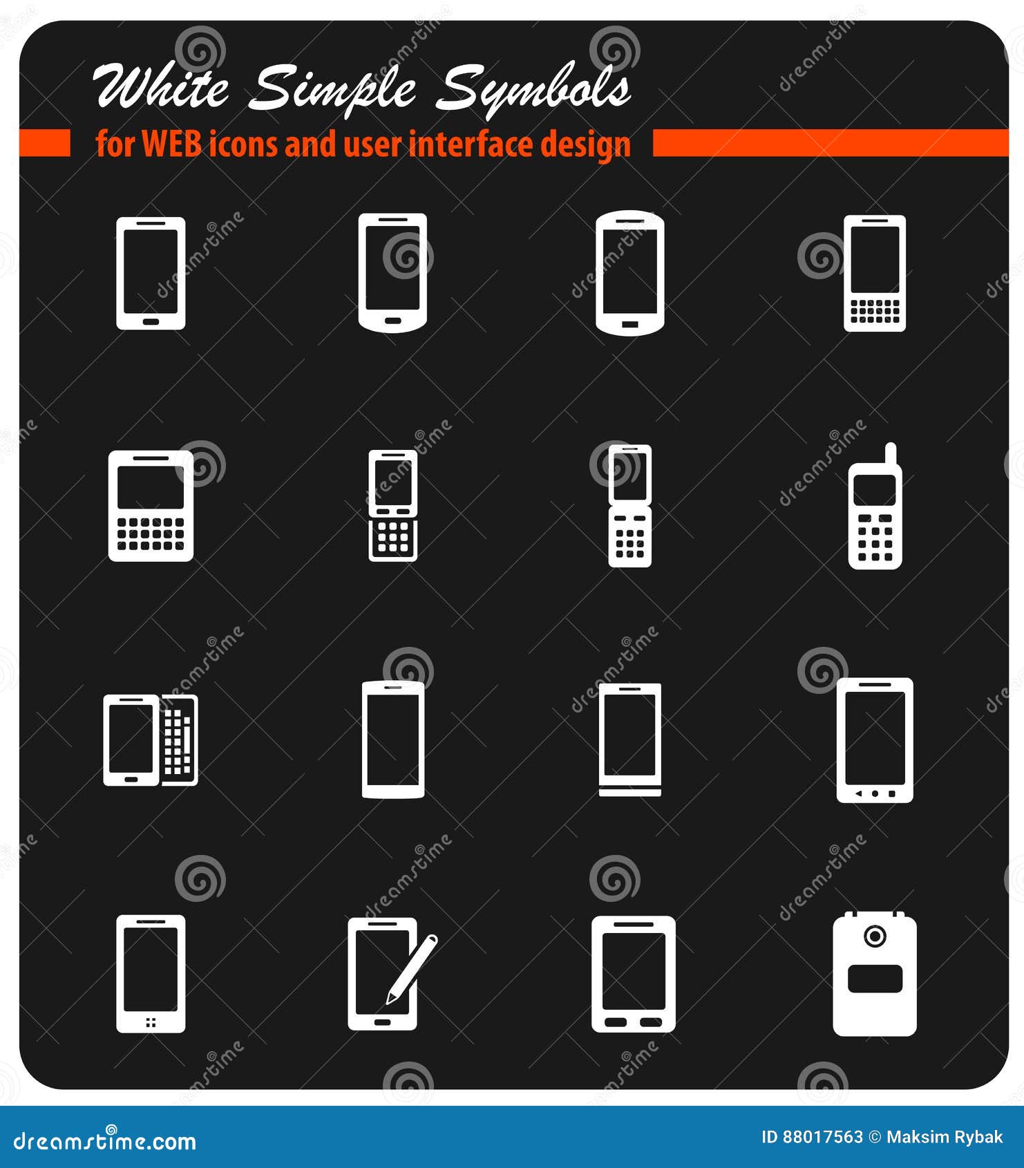 Phones simply icons stock vector. Illustration of cell - 88017563