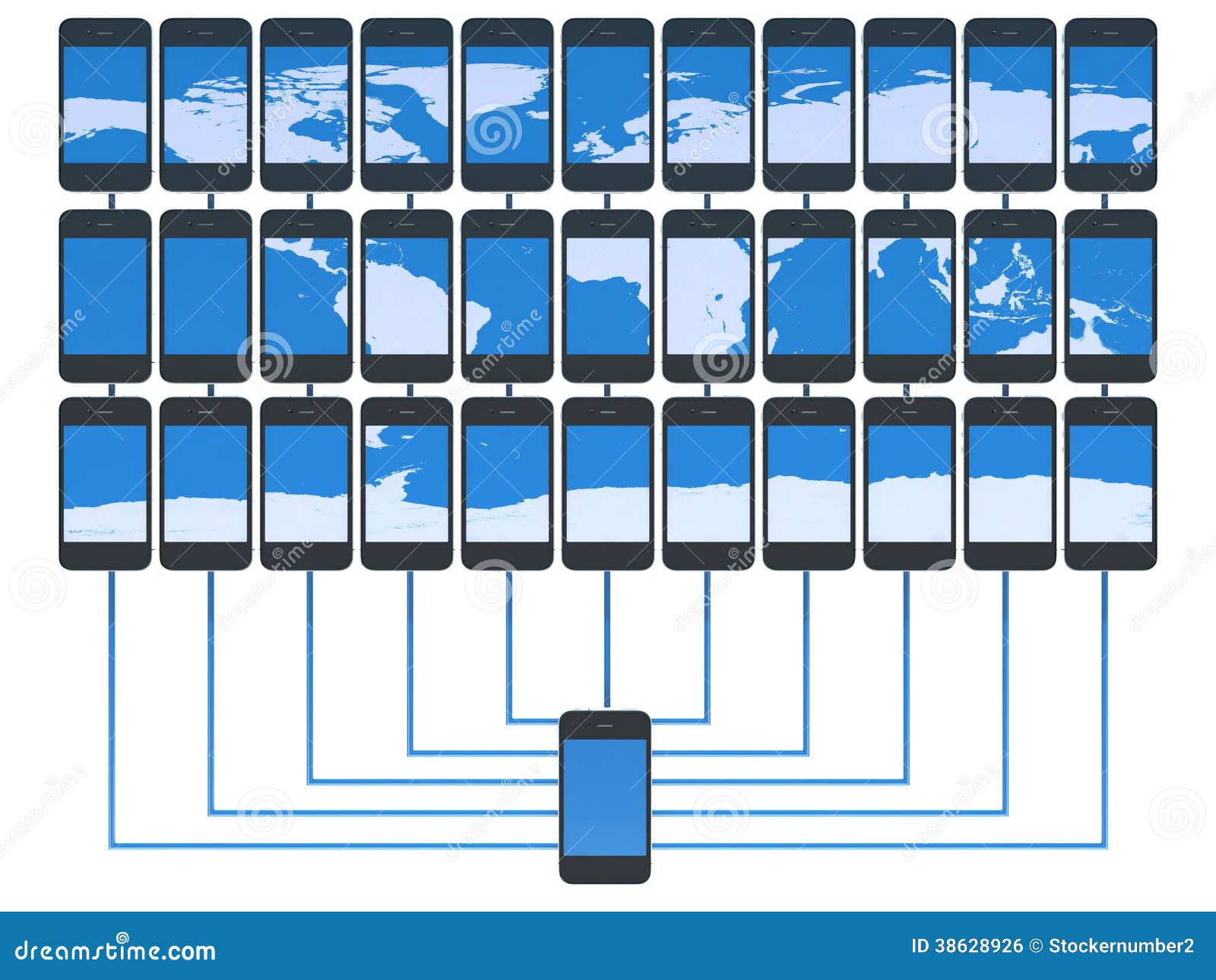 Phones and world map stock illustration. Illustration of equipment ...
