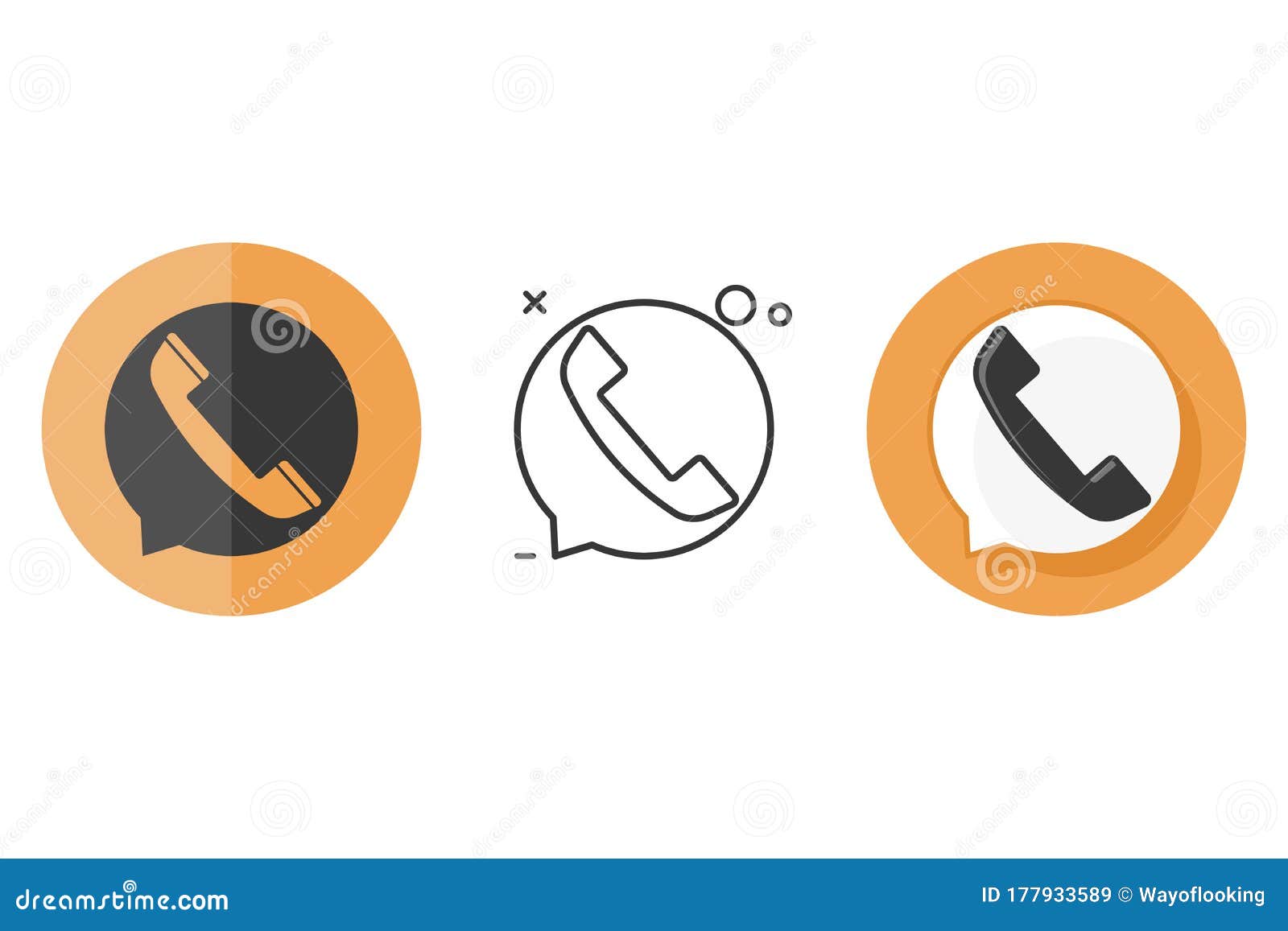 Set of Phone Speech Bubble Icon. Flat Style. Isolated on White ...