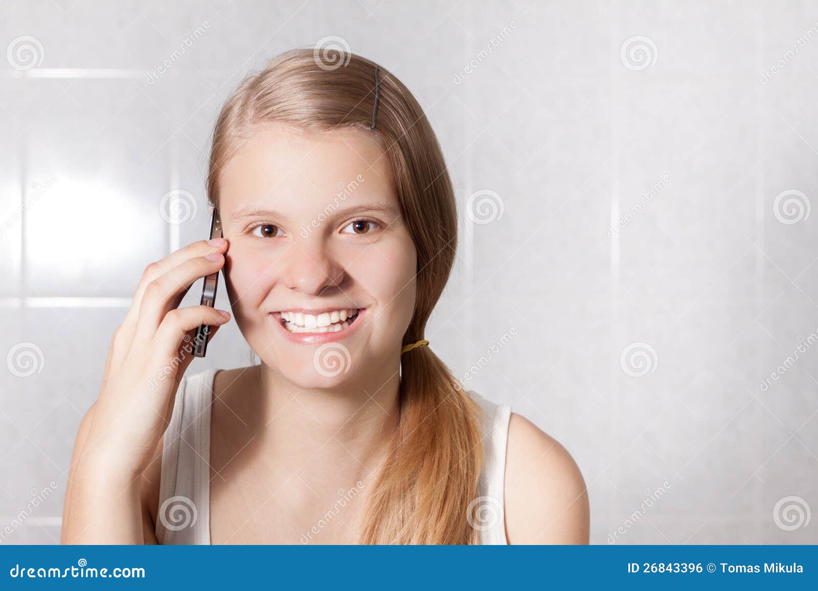 Phoning girl stock photo. Image of indoor, woman, call - 26843396