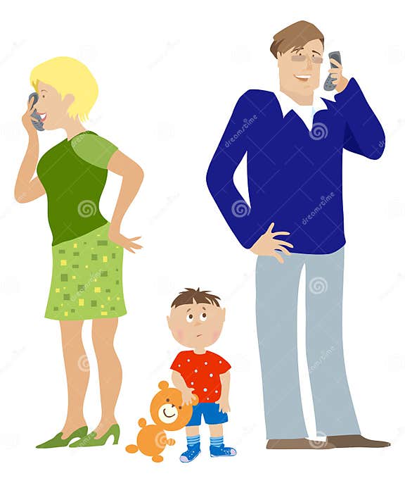 Phoning parents stock illustration. Illustration of family - 691458
