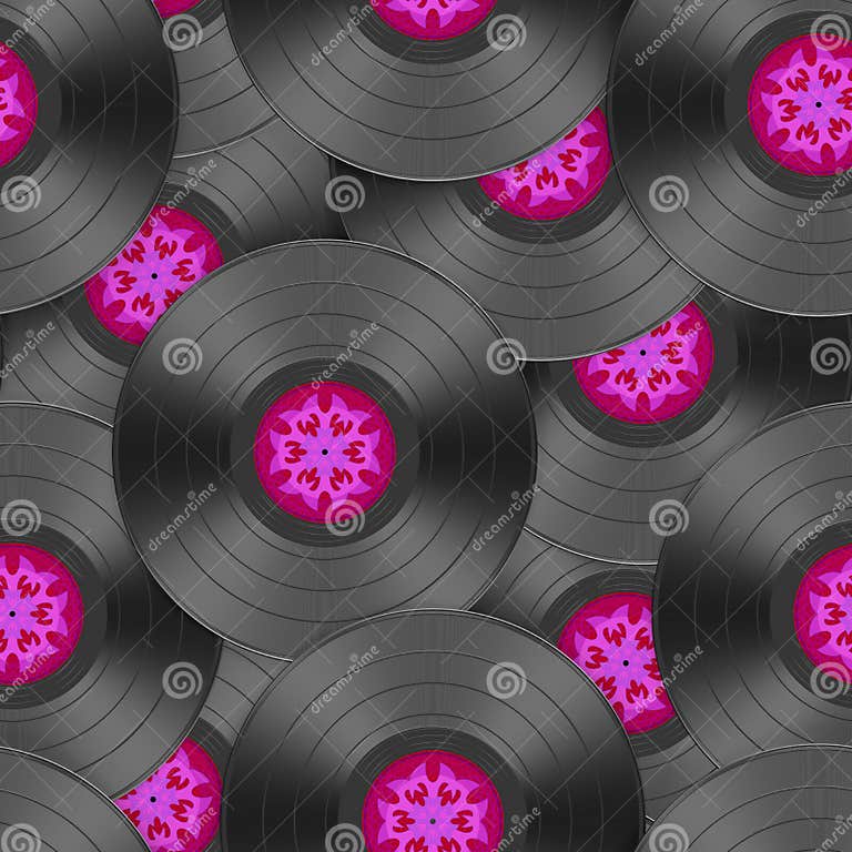 Phonograph Records, Seamless Texture Stock Illustration - Illustration ...