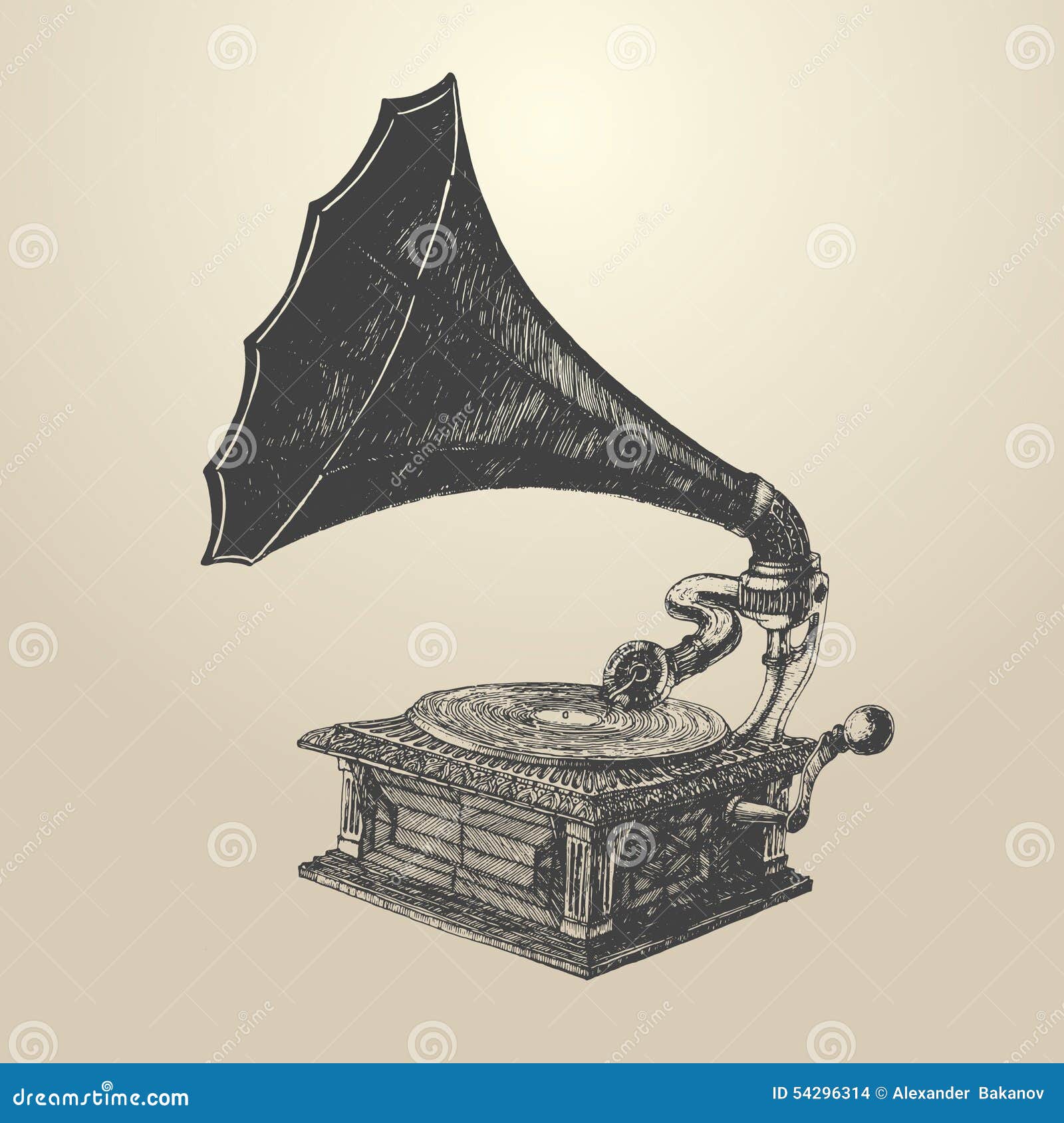 Phonograph Vintage Engraved Illustration Retro Style Stock Illustration ...