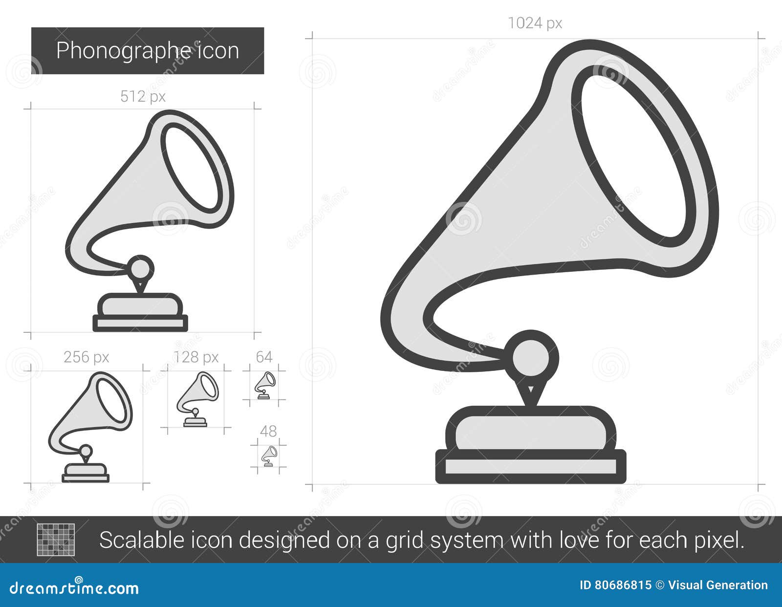 Phonographe line icon. stock vector. Illustration of disc - 80686815