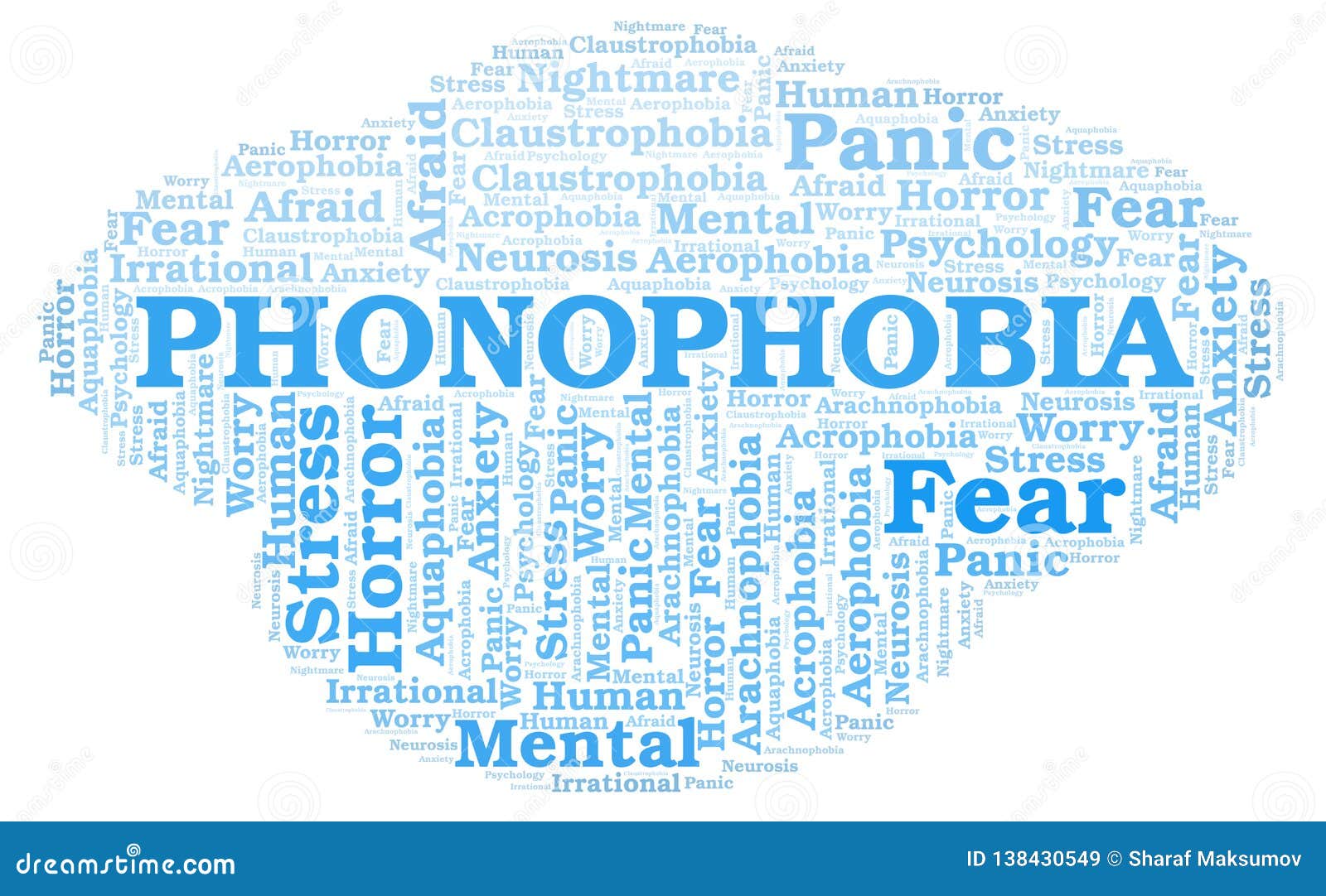 Phonophobia word cloud stock illustration. Illustration of card - 138430549