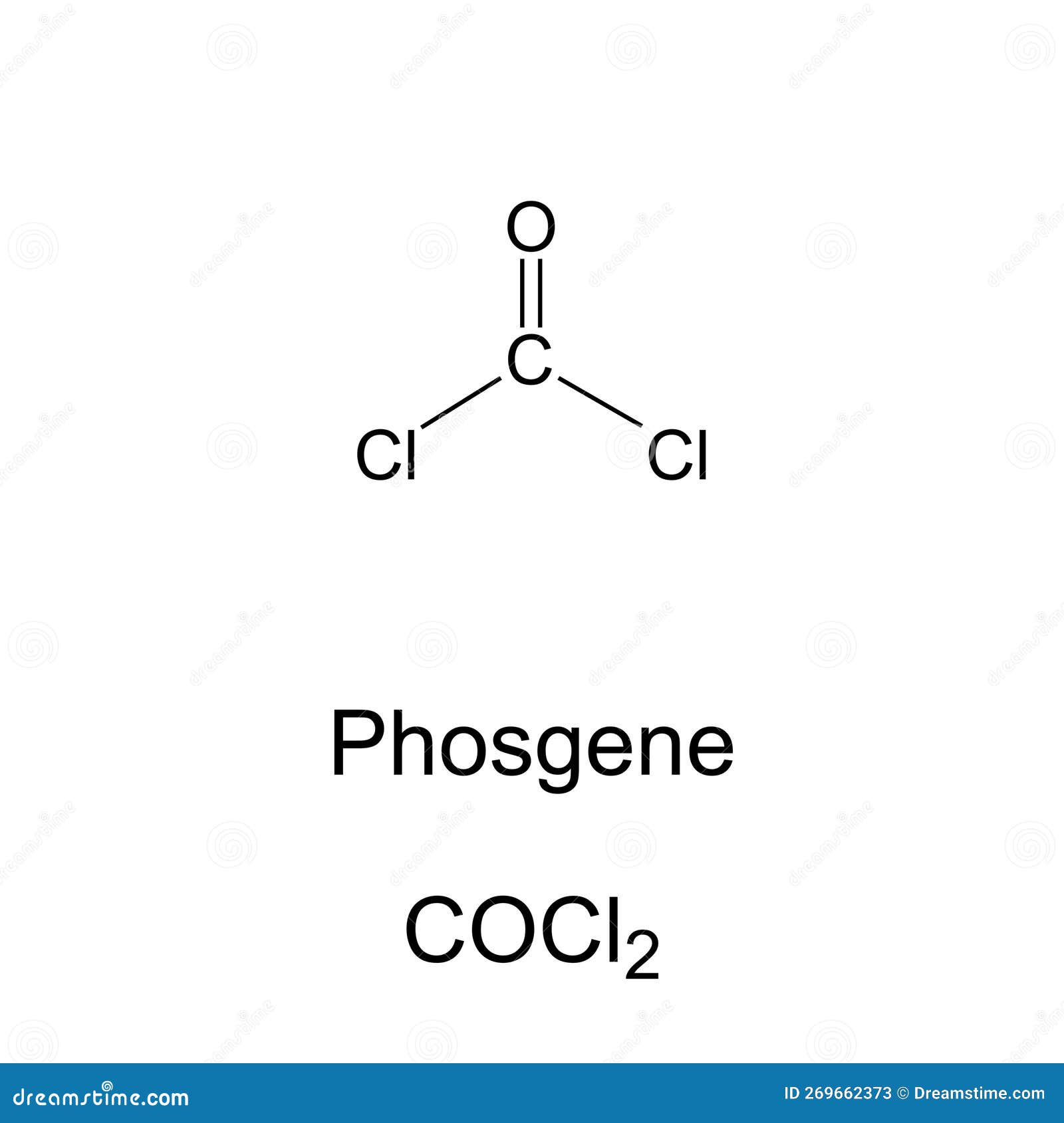 Phosgene, Carbonyl Dichloride, Chemical Formula and Skeletal Structure ...