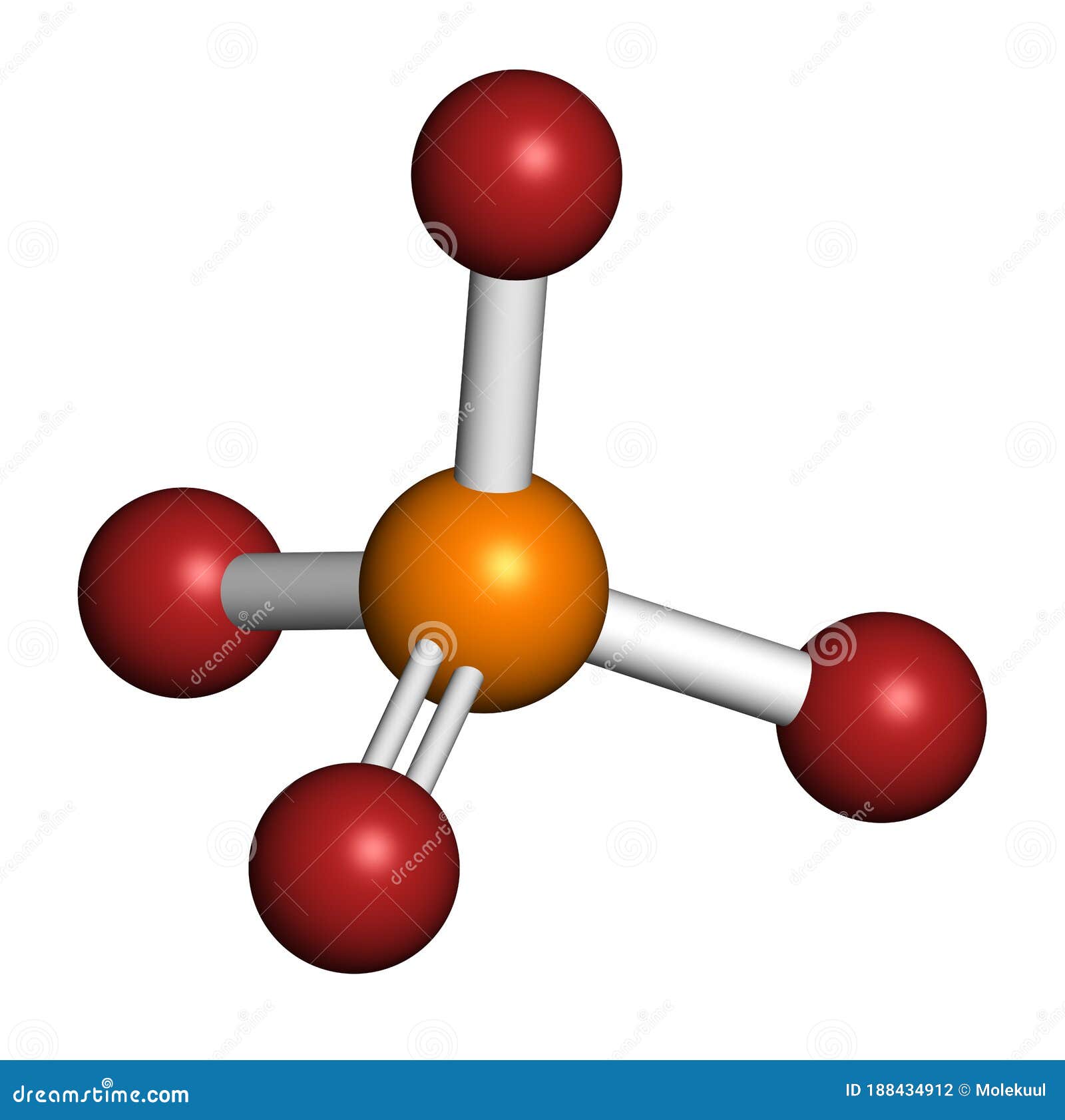 Phosphate Anion, Chemical Structure. 3D Rendering. Atoms are ...