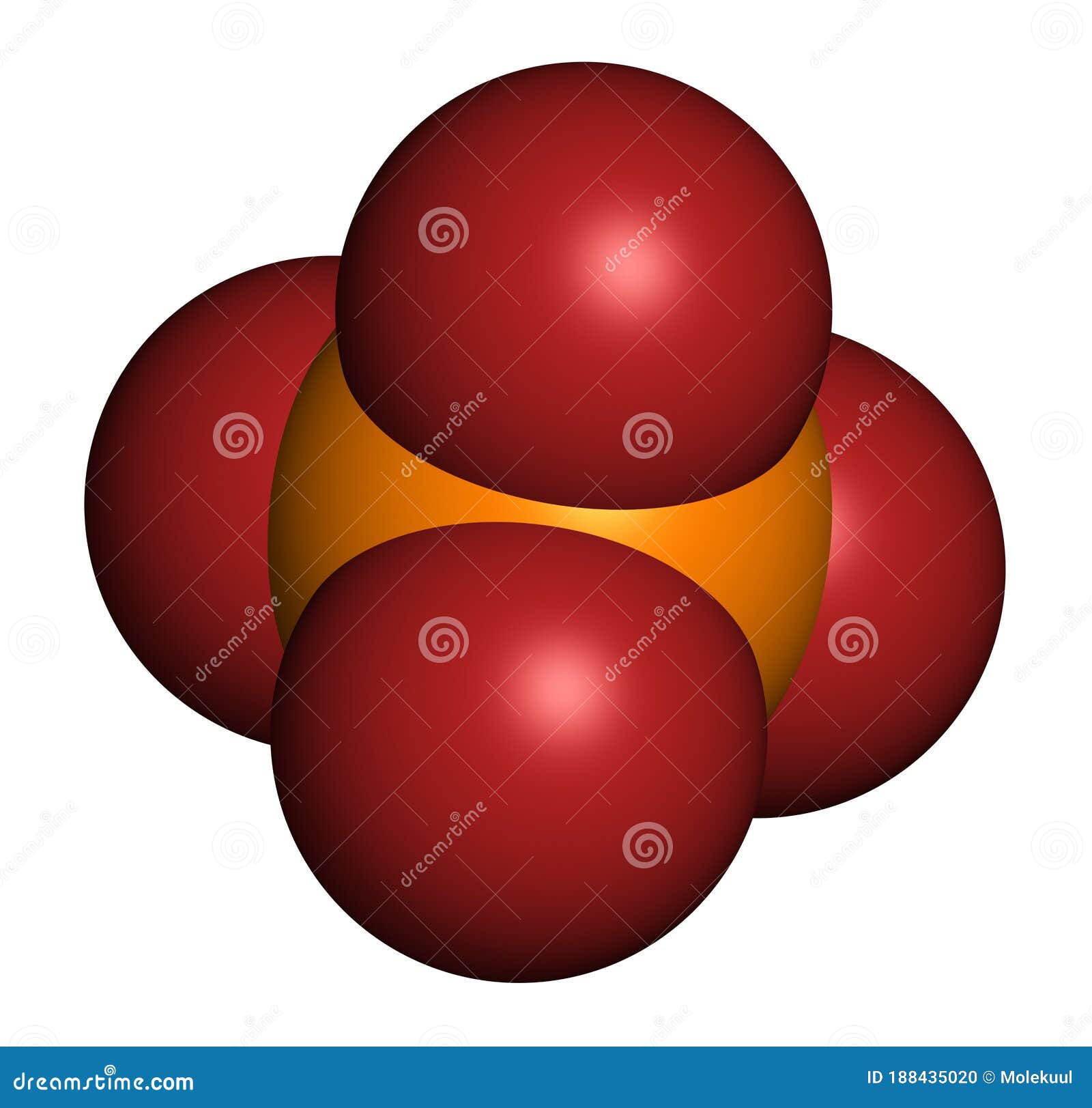 Phosphate Anion, Chemical Structure. 3D Rendering. Atoms are ...