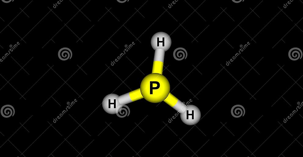 Phosphine Molecular Structure Isolated on Black Stock Illustration ...