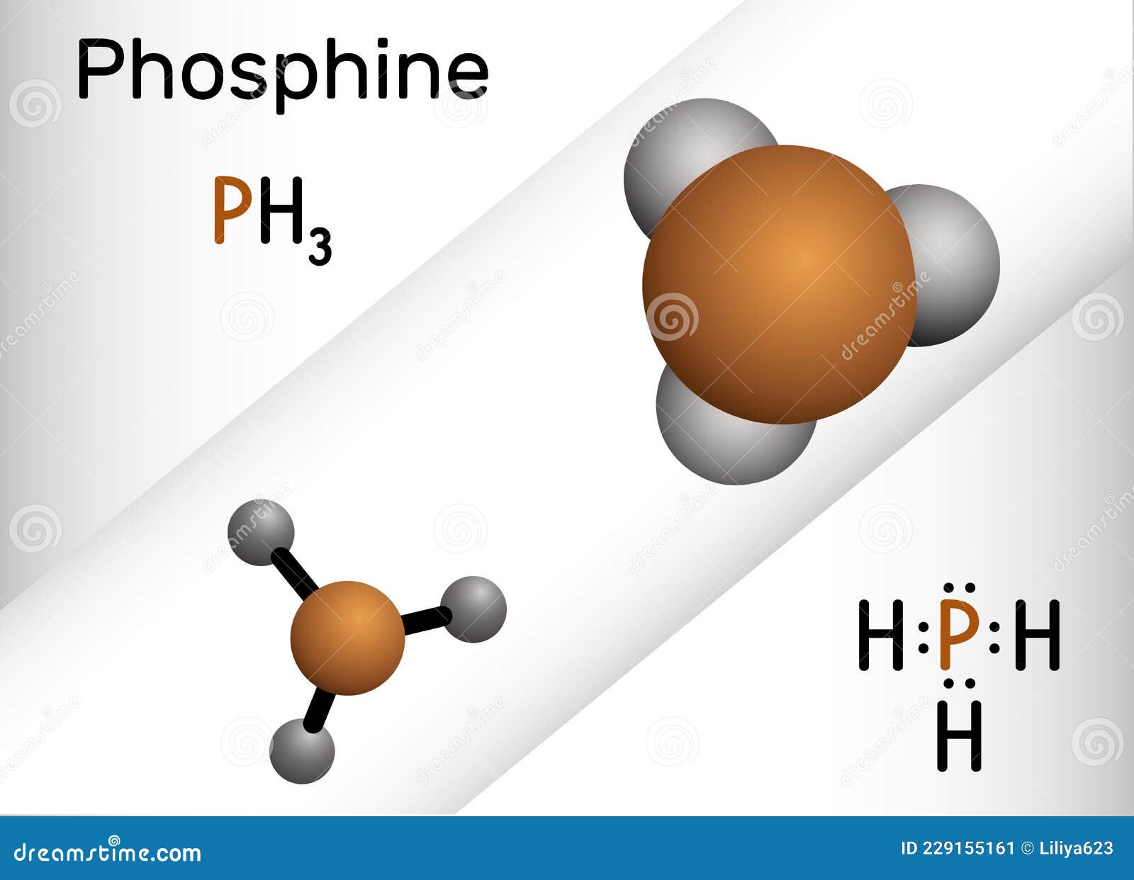 Phosphine, Phosphane, PH3 Molecule. it is Pnictogen Hydride ...