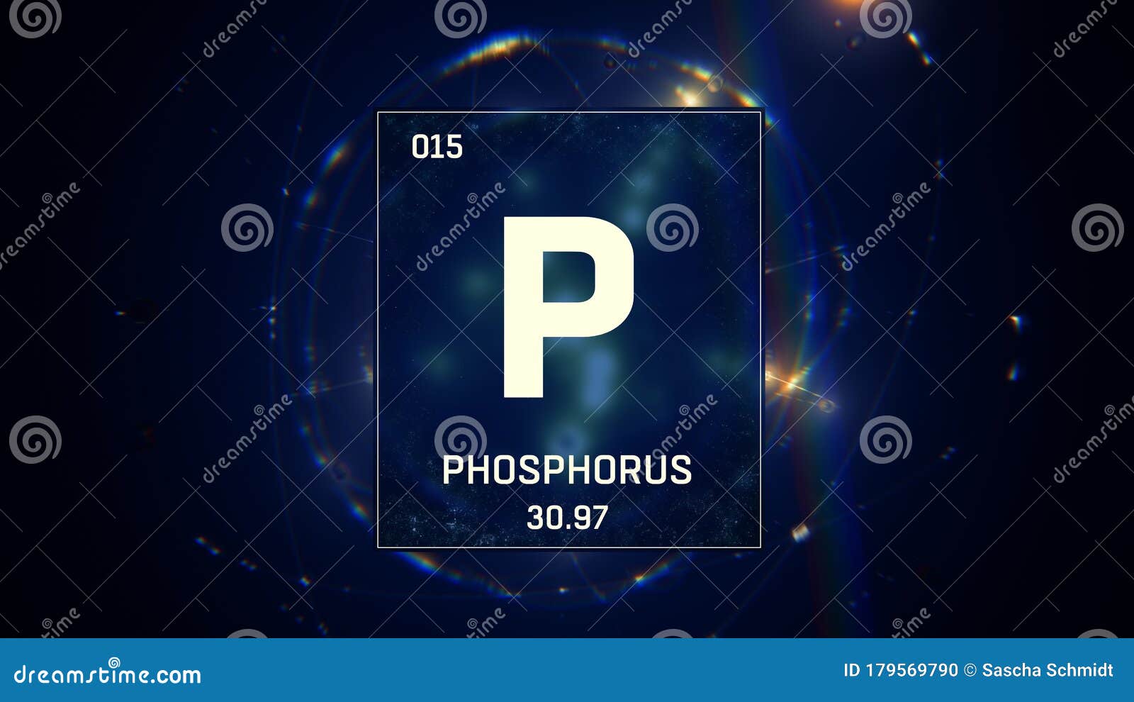 Phosphorus As Element 15 of the Periodic Table 3D Illustration on Blue ...