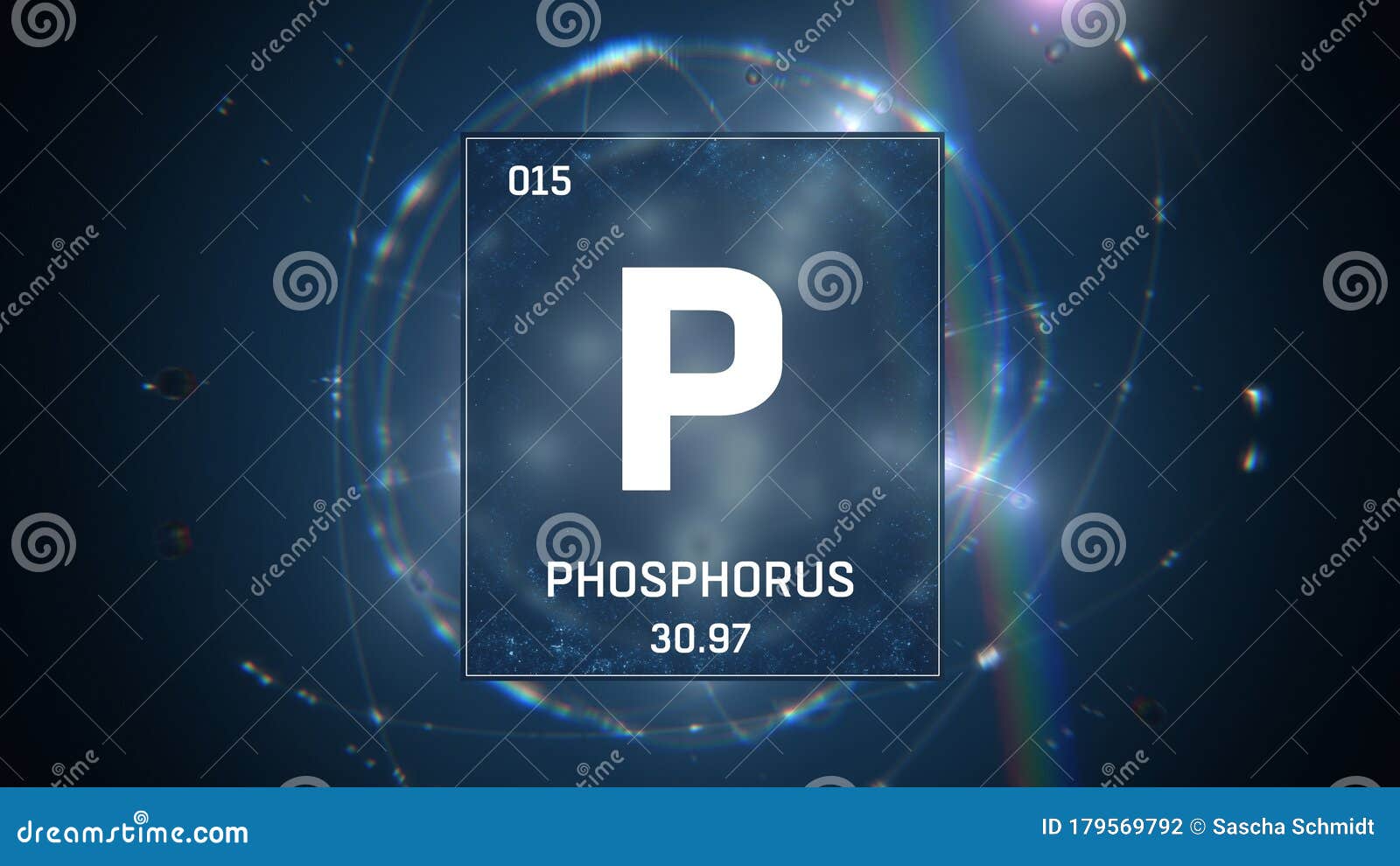 Phosphorus As Element 15 of the Periodic Table 3D Illustration on Blue ...