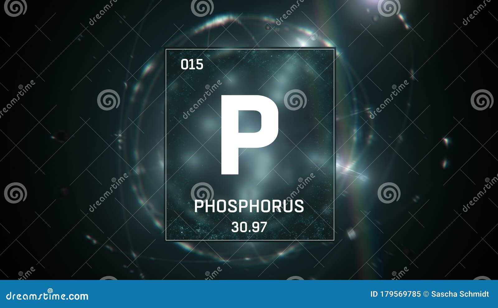 Phosphorus As Element 15 of the Periodic Table 3D Illustration on Green ...