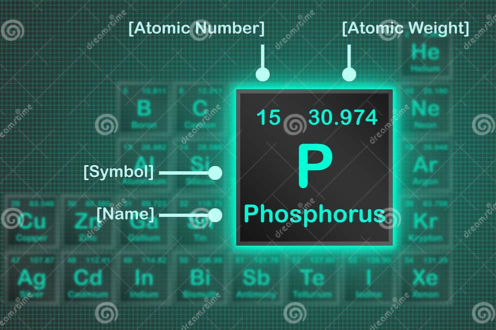 Phosphorus Element from Periodic Table with the Neon Light Square Grid ...