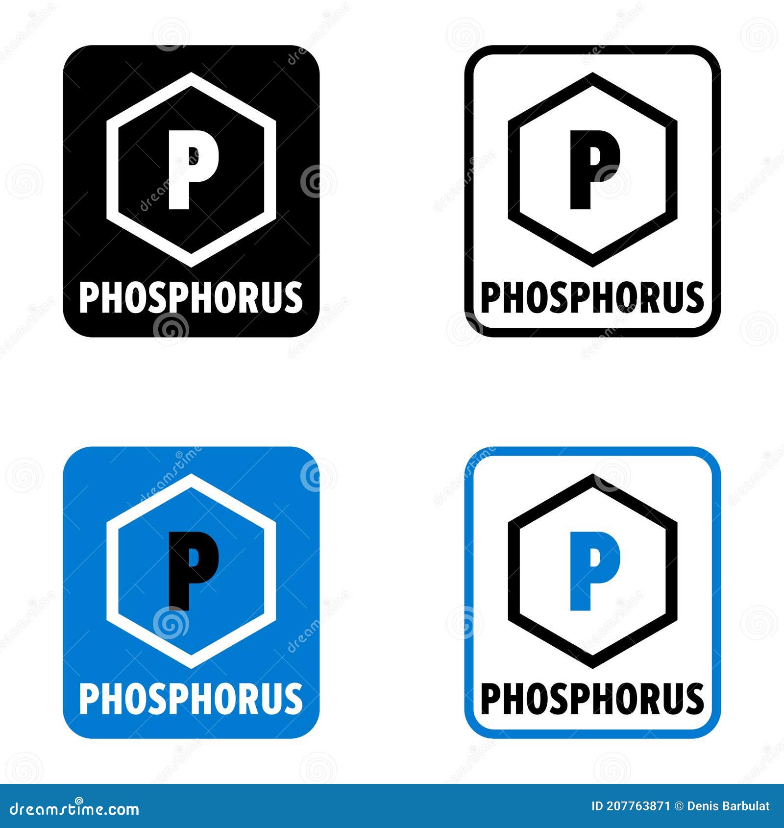 Phosphorus Highly Reactive Chemical Element Information Sign Stock ...