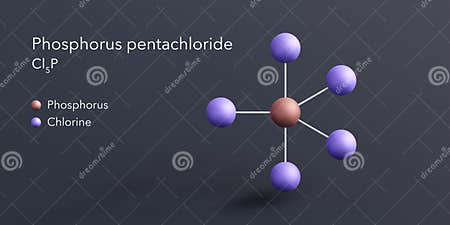 Phosphorus Pentachloride Molecule 3d Rendering, Flat Molecular ...