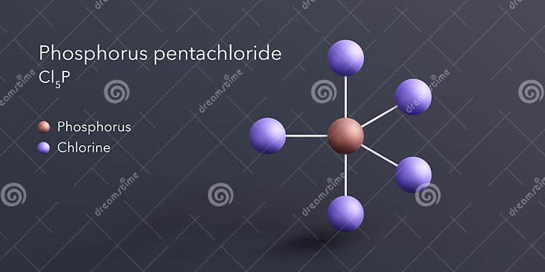 Phosphorus Pentachloride Molecule 3d Rendering, Flat Molecular ...