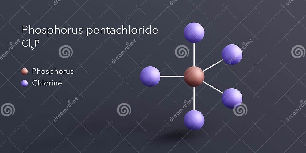 Phosphorus Pentachloride Molecule 3d Rendering, Flat Molecular ...