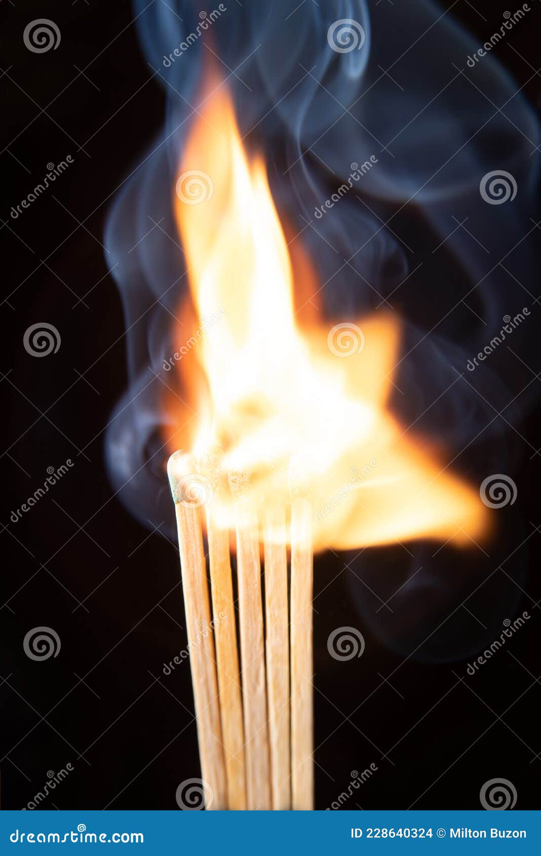 Phosphorus Sticks with Fire Access on Black Background Stock Photo ...