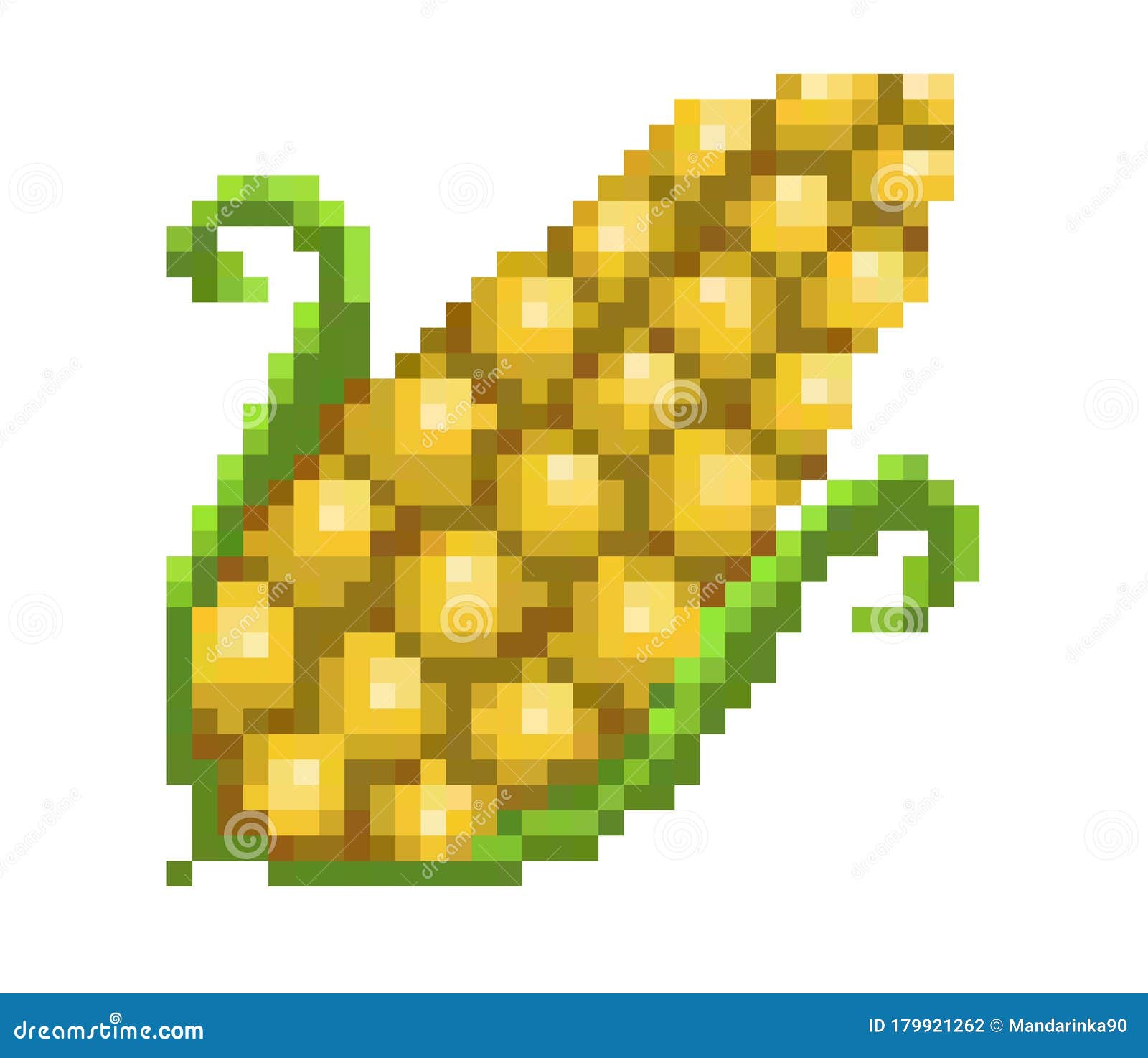 Pixel-art Corn. Whole Corn On Blue Background. Vector Illustration ...
