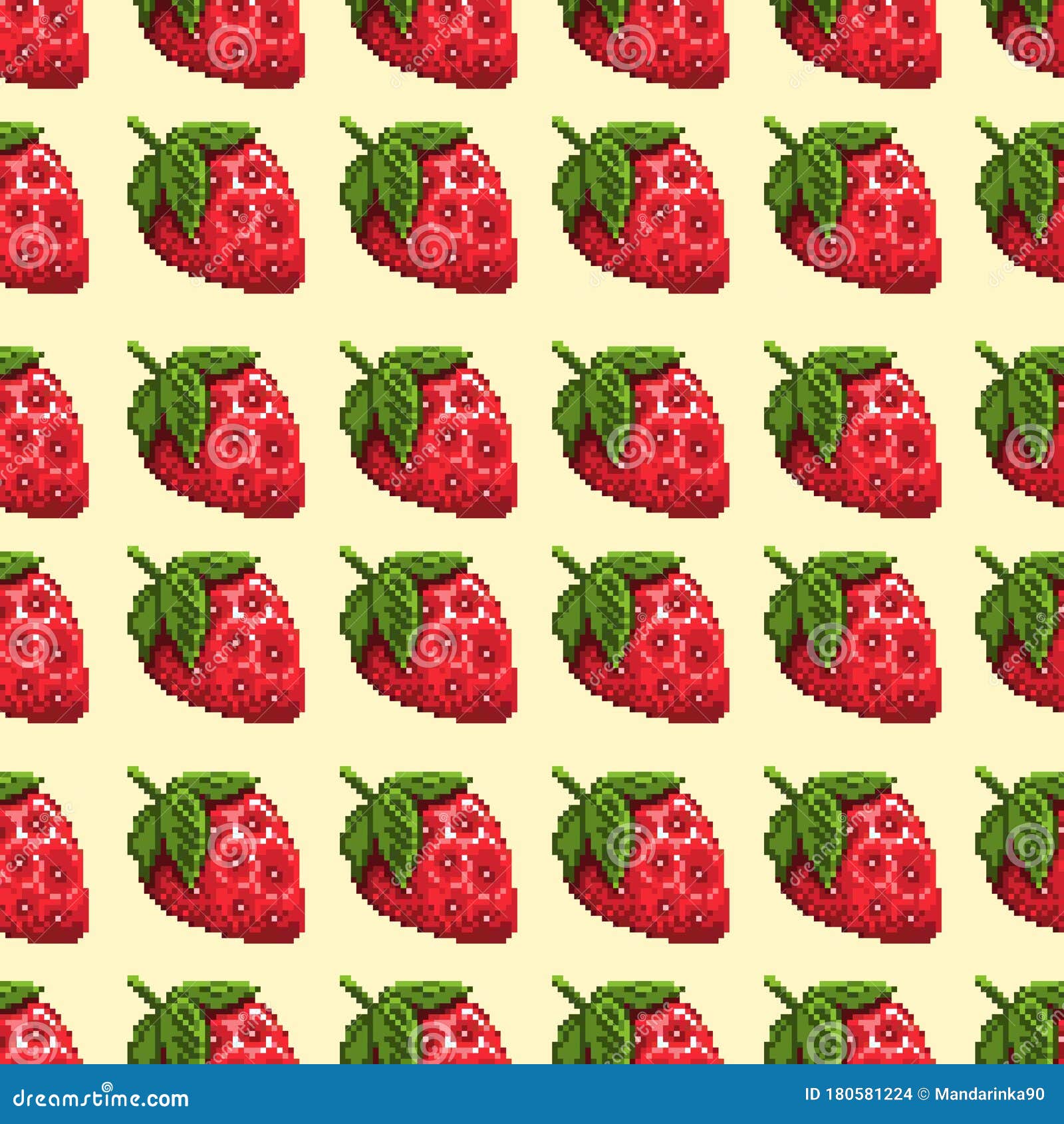 Seamless Pixel Background with Strawberries Stock Vector - Illustration ...