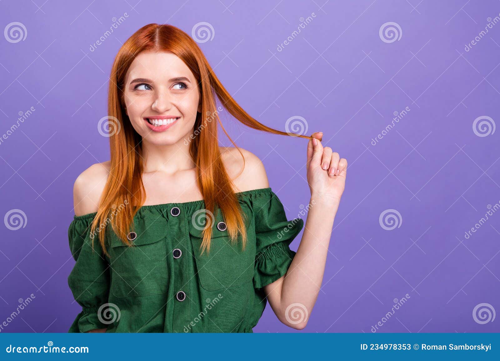 Photo Of Adorable Funny Young Lady Wear Green Blouse Smiling Holding