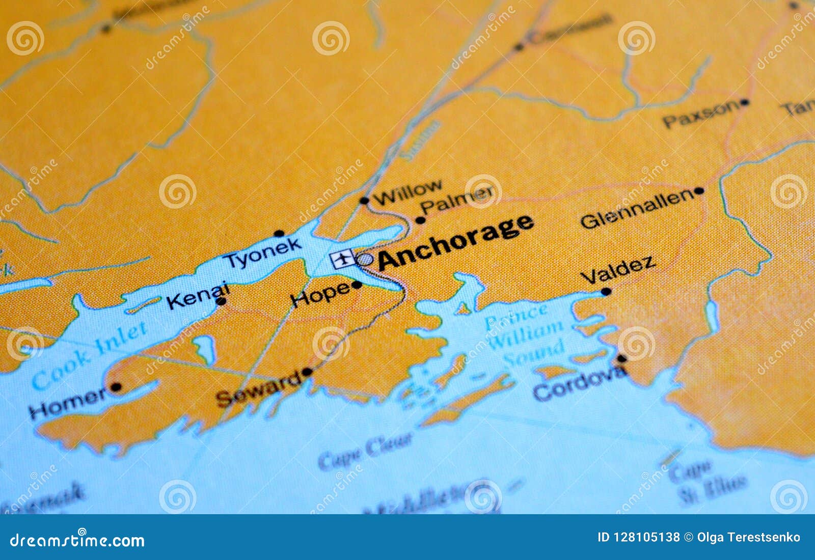 A Photo of Anchorage on a Map Stock Photo - Image of cartography, town ...