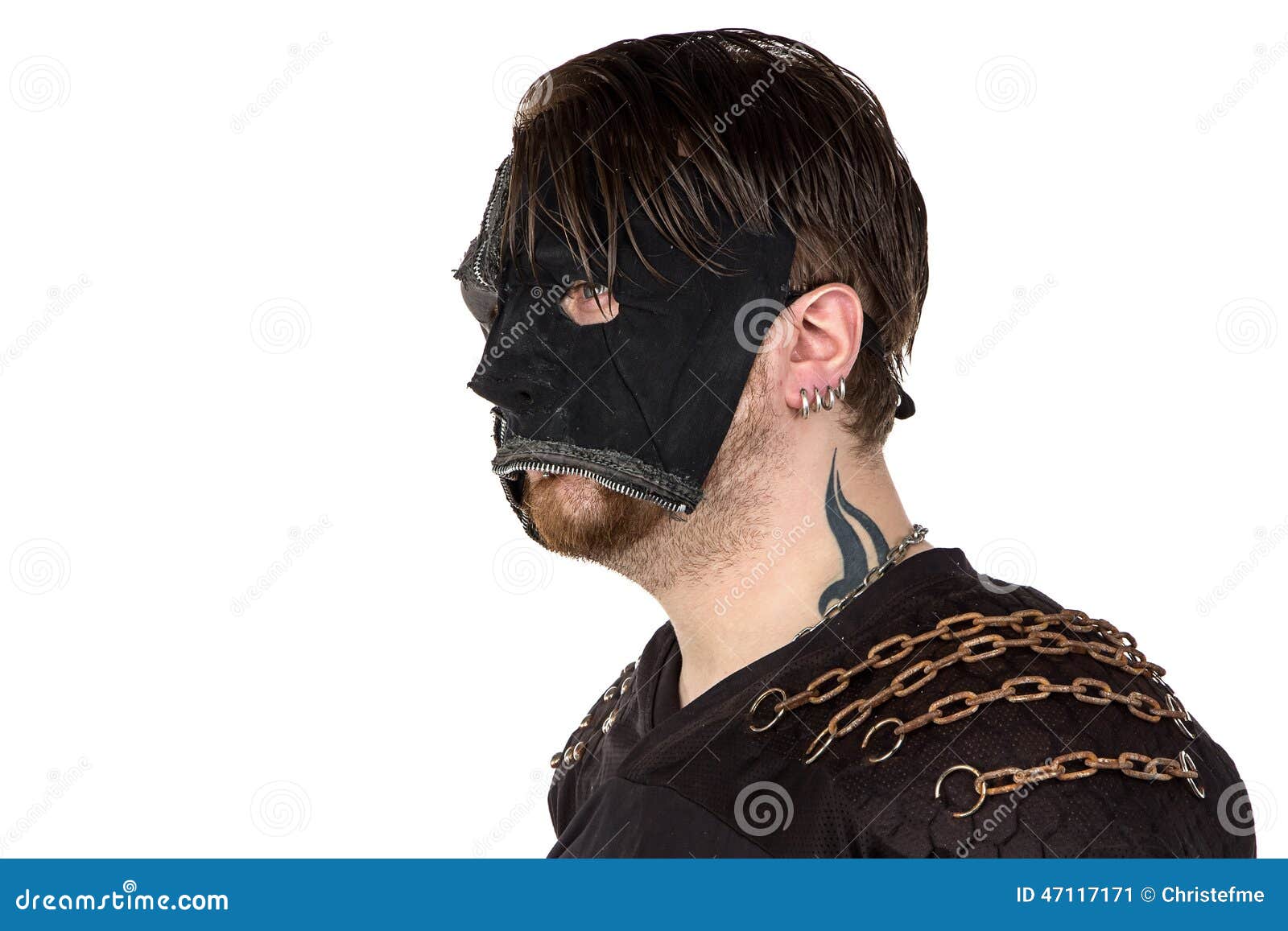 Photo of the Angry Man in Profil with Mask Stock Image - Image of ...