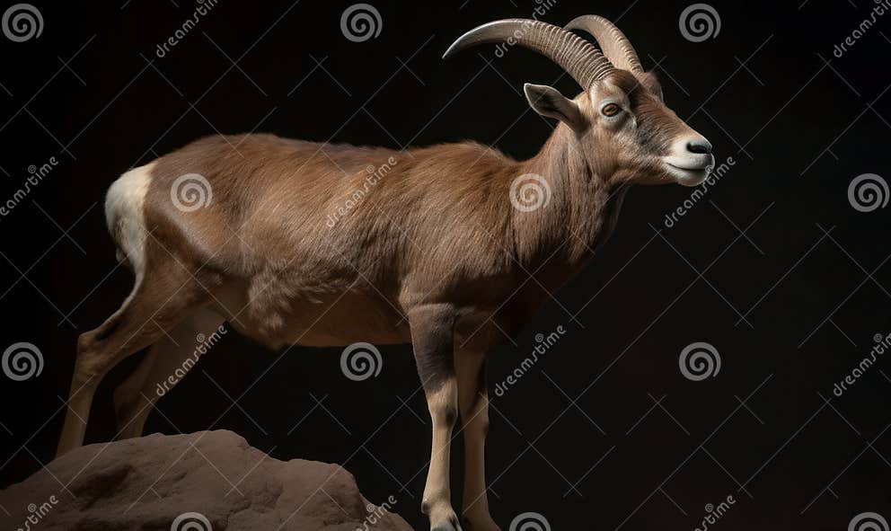 Photo of Aoudad on Black Background. Generative AI Stock Illustration ...