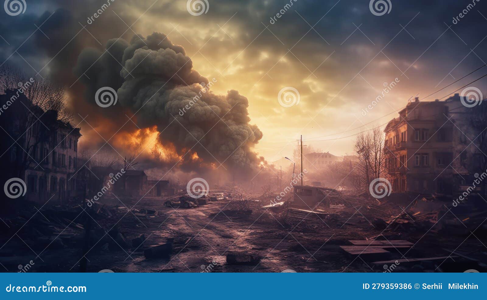 Photo from the Apocalyptic Explosion. Stock Illustration - Illustration ...