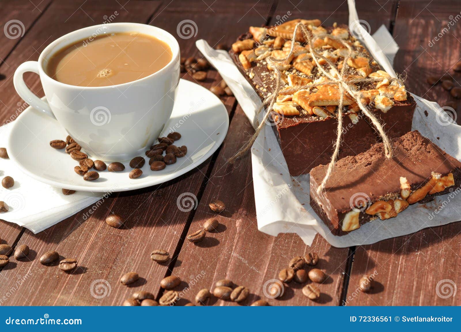 A Photo of an an Appetizing Chocolate Cake Decorated with Small Pieces ...