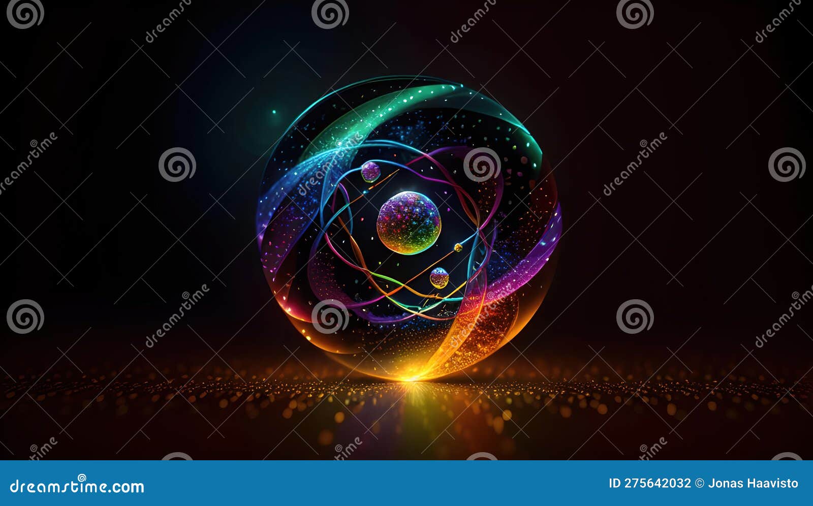 Colorful Sphere with Atomic Symbol in the Center - Stock Photo AI ...