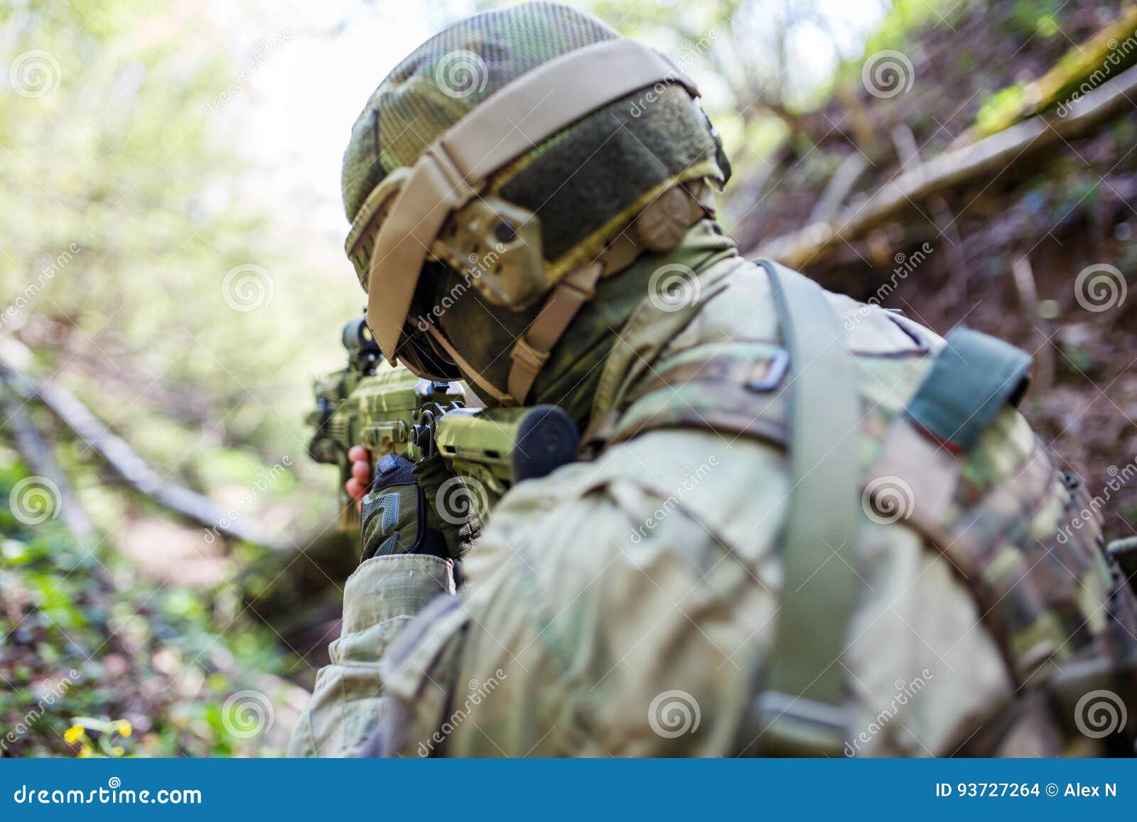 Photo from back of soldier stock photo. Image of army - 93727264