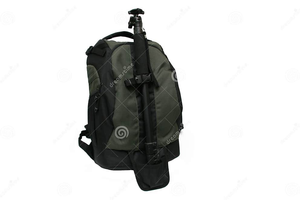 Photo Backpack with Monopod Stock Image - Image of back, isolated: 7178645