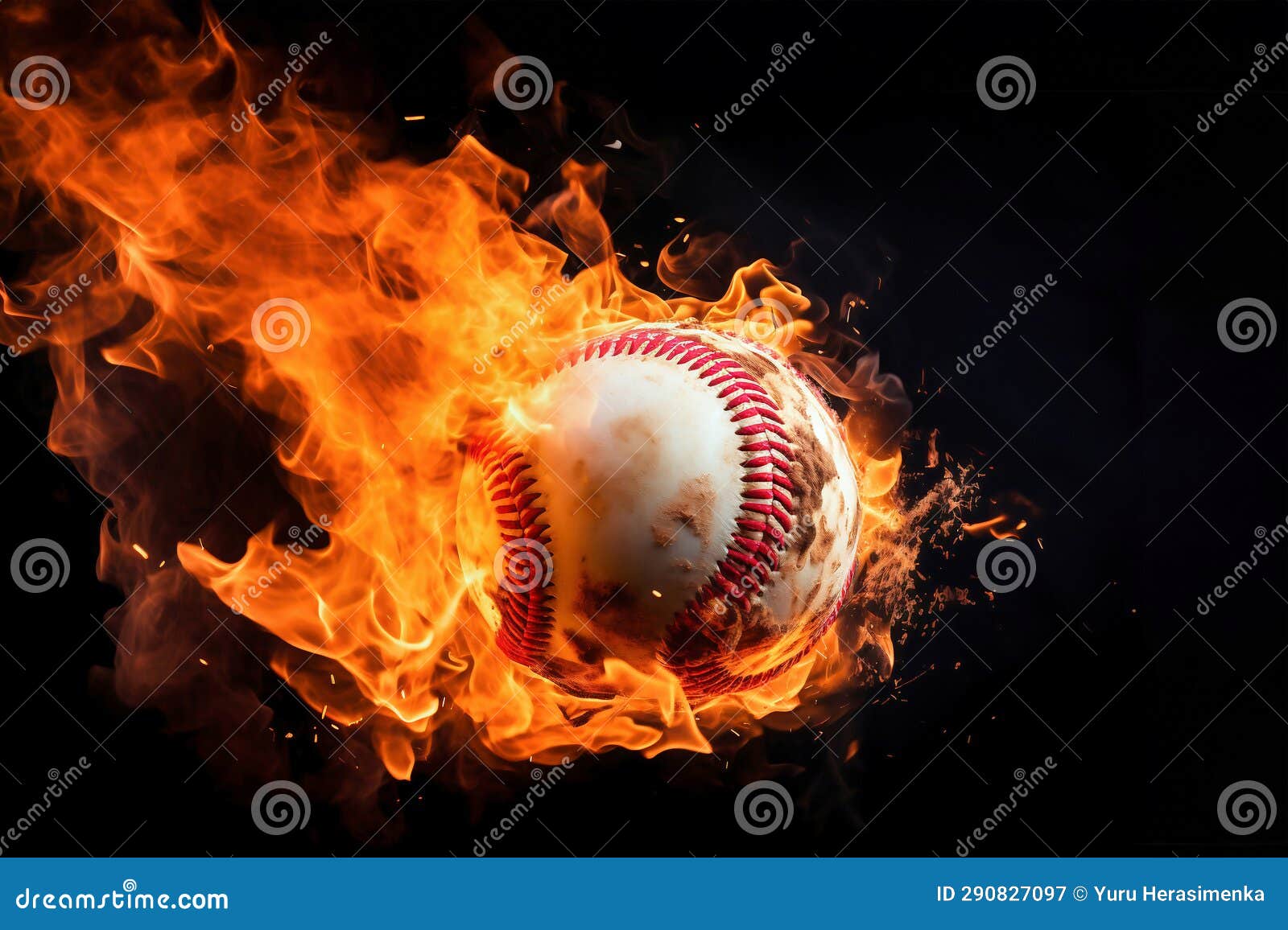 Photo of a Baseball Engulfed in Flames on a Dark Backdrop Stock ...