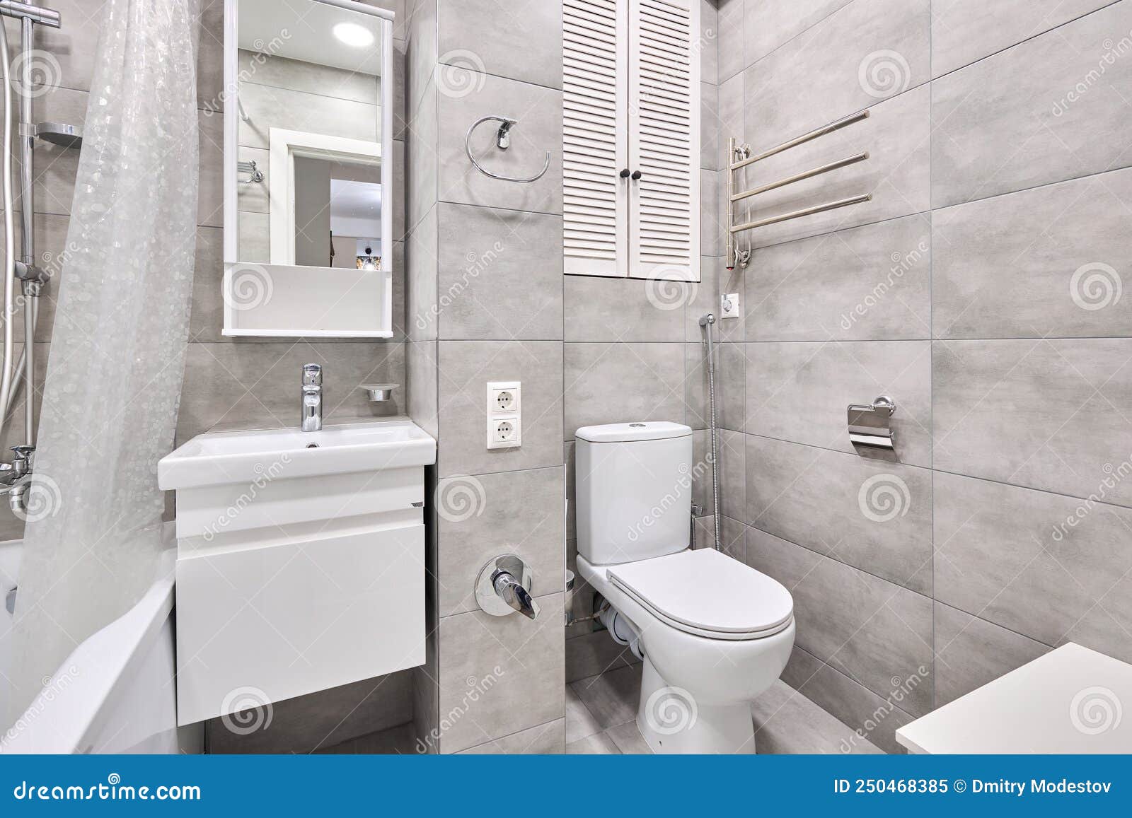 Photo of a Bathroom in a Studio Apartment Stock Image - Image of house ...
