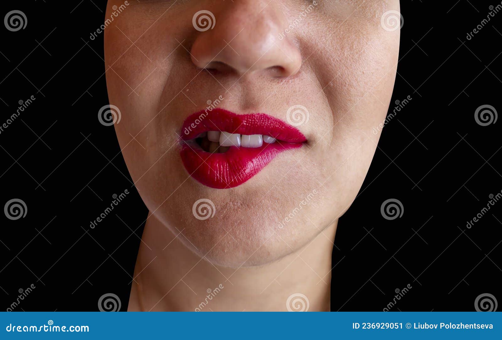 Photo of Beautiful Female Lips with Lipstick Stock Image - Image of ...