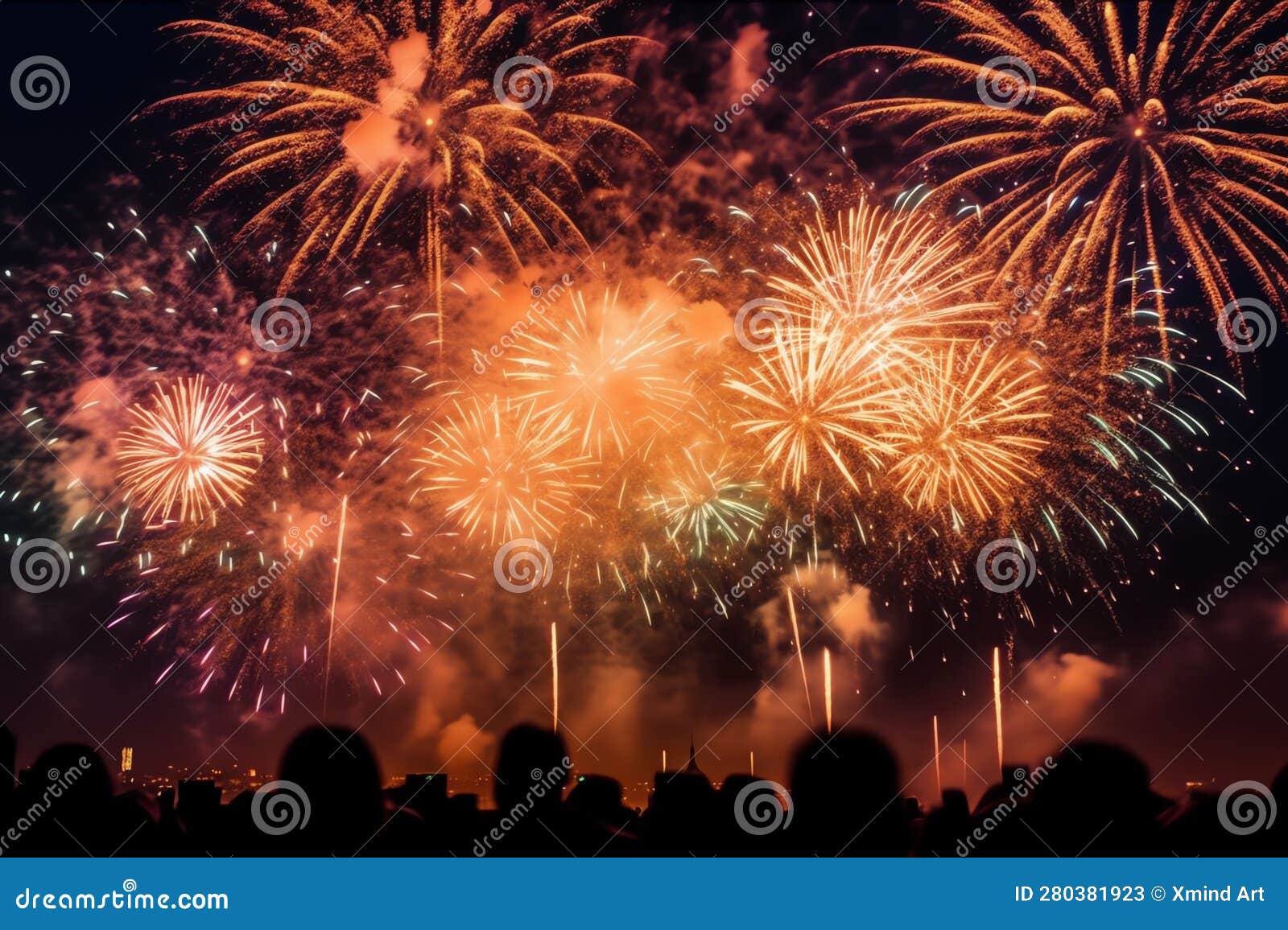 Beautiful Firework Exploded in Night Sky Ai Generated Stock ...
