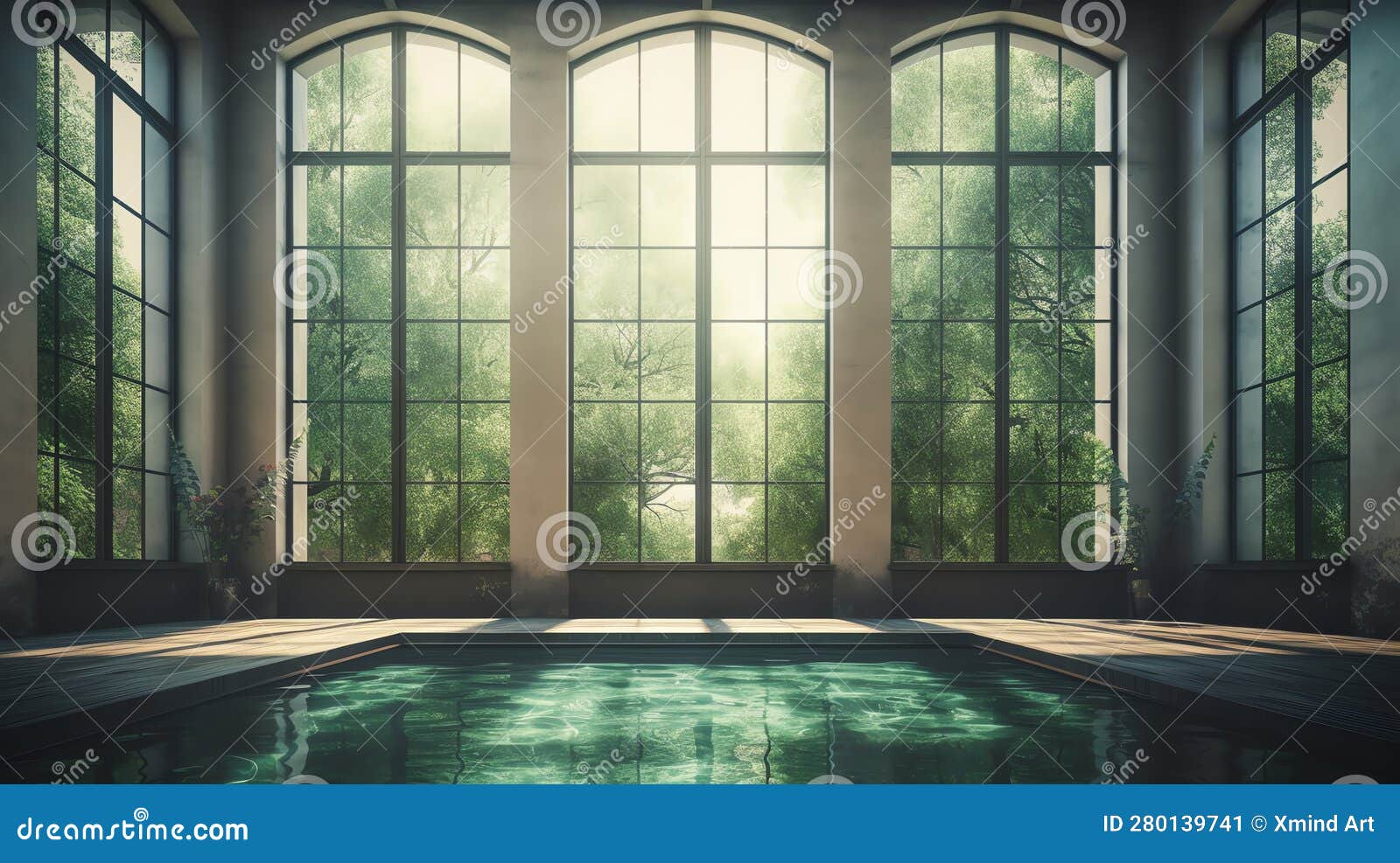 Beautiful Indoor Pool with Big Window Ai Generated Stock Illustration ...
